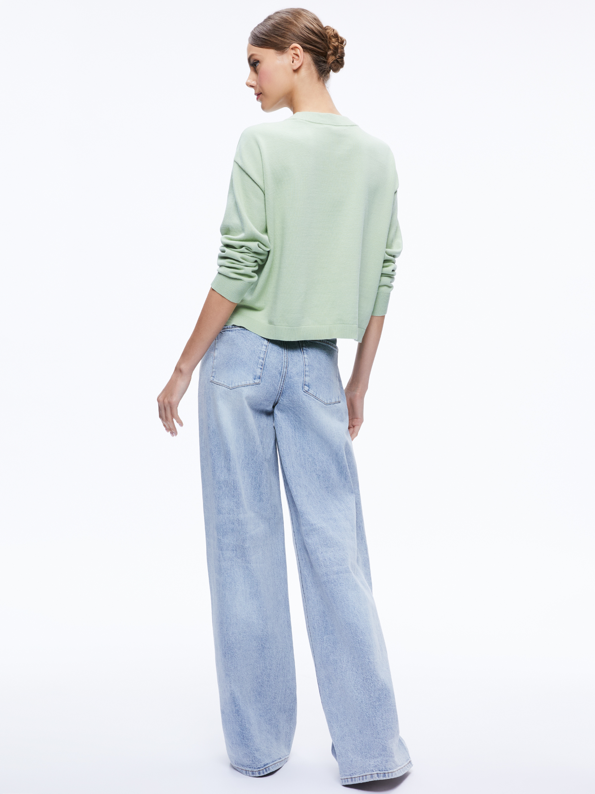 Gleeson Stace Face Pullover In Green Tea/multi | Alice + Olivia