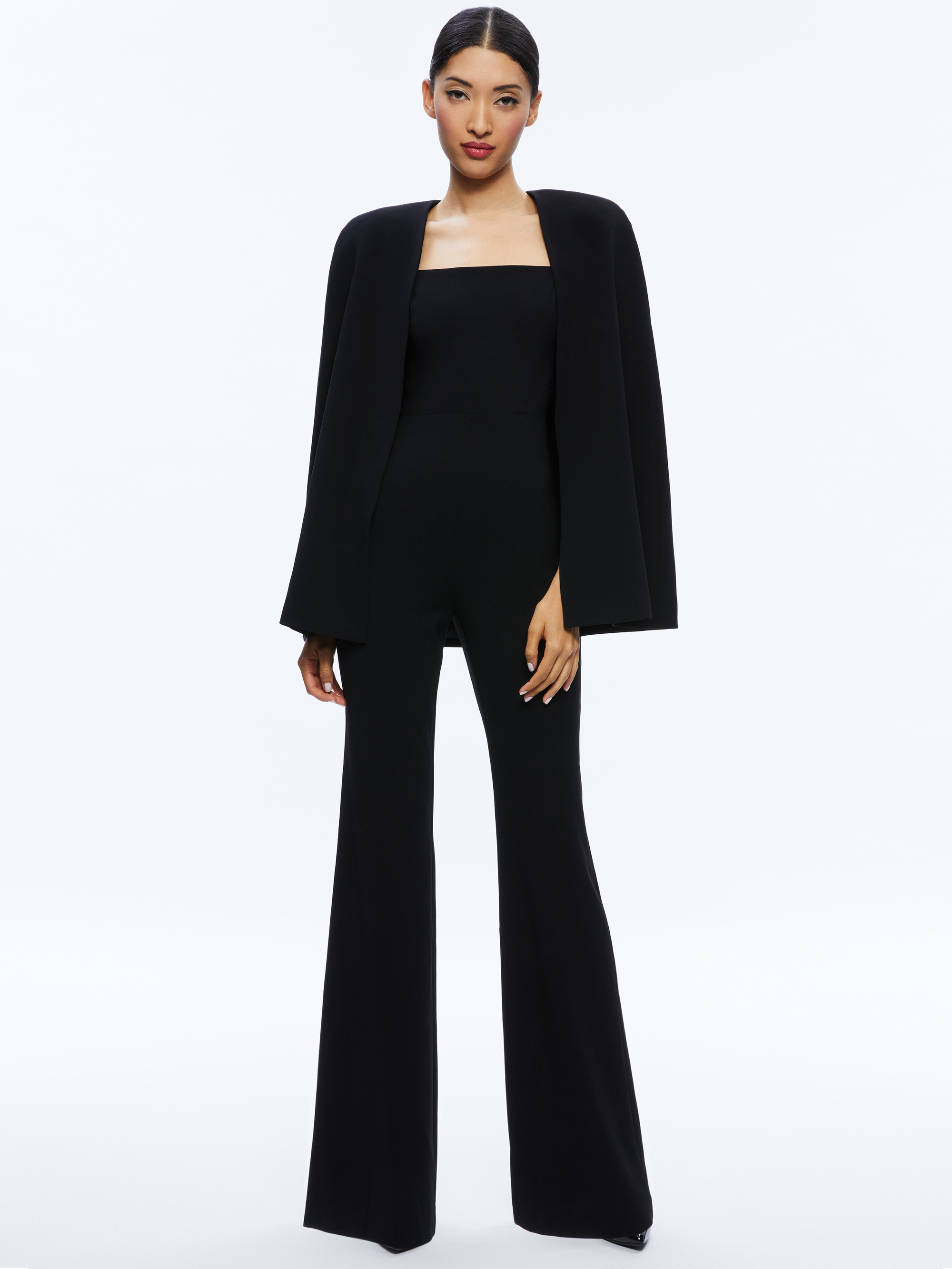 Nova Cape Jumpsuit In Black | Alice + Olivia