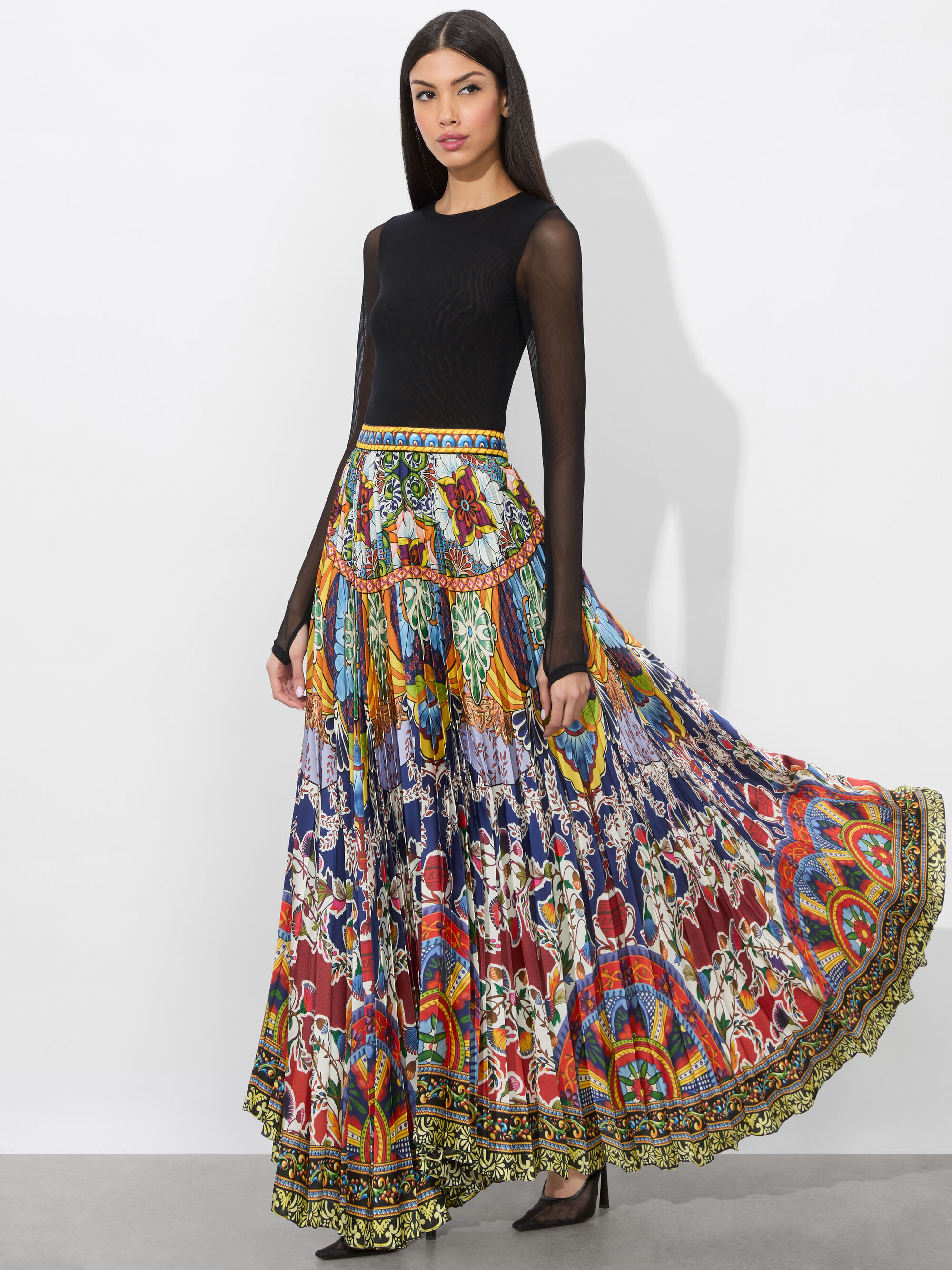 KATZ PLEATED MAXI SKIRT in ON THE ROAD | ALICE + OLIVIA