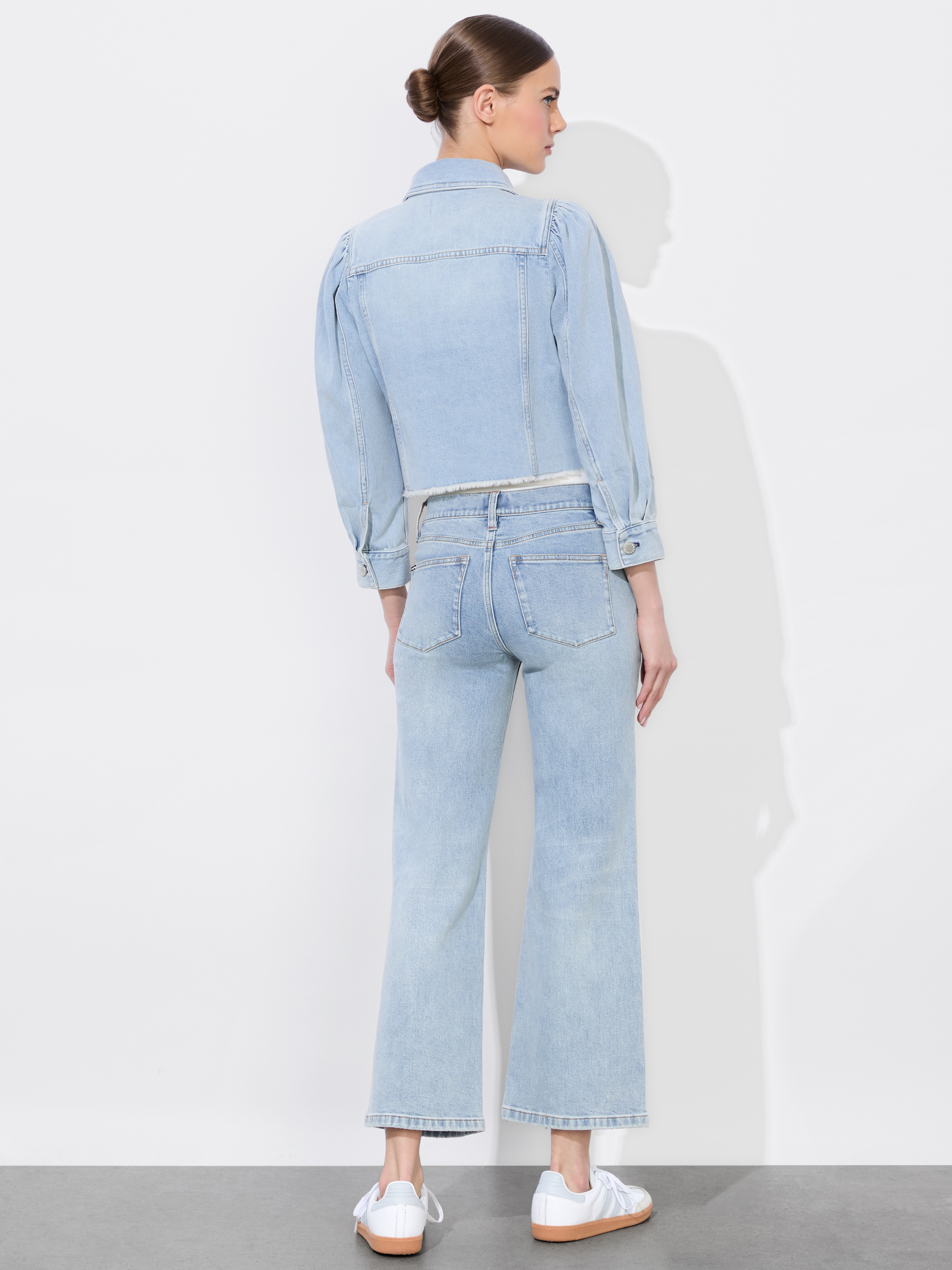 Lana Puff Sleeve Denim Jacket In Blue | Alice + Olivia