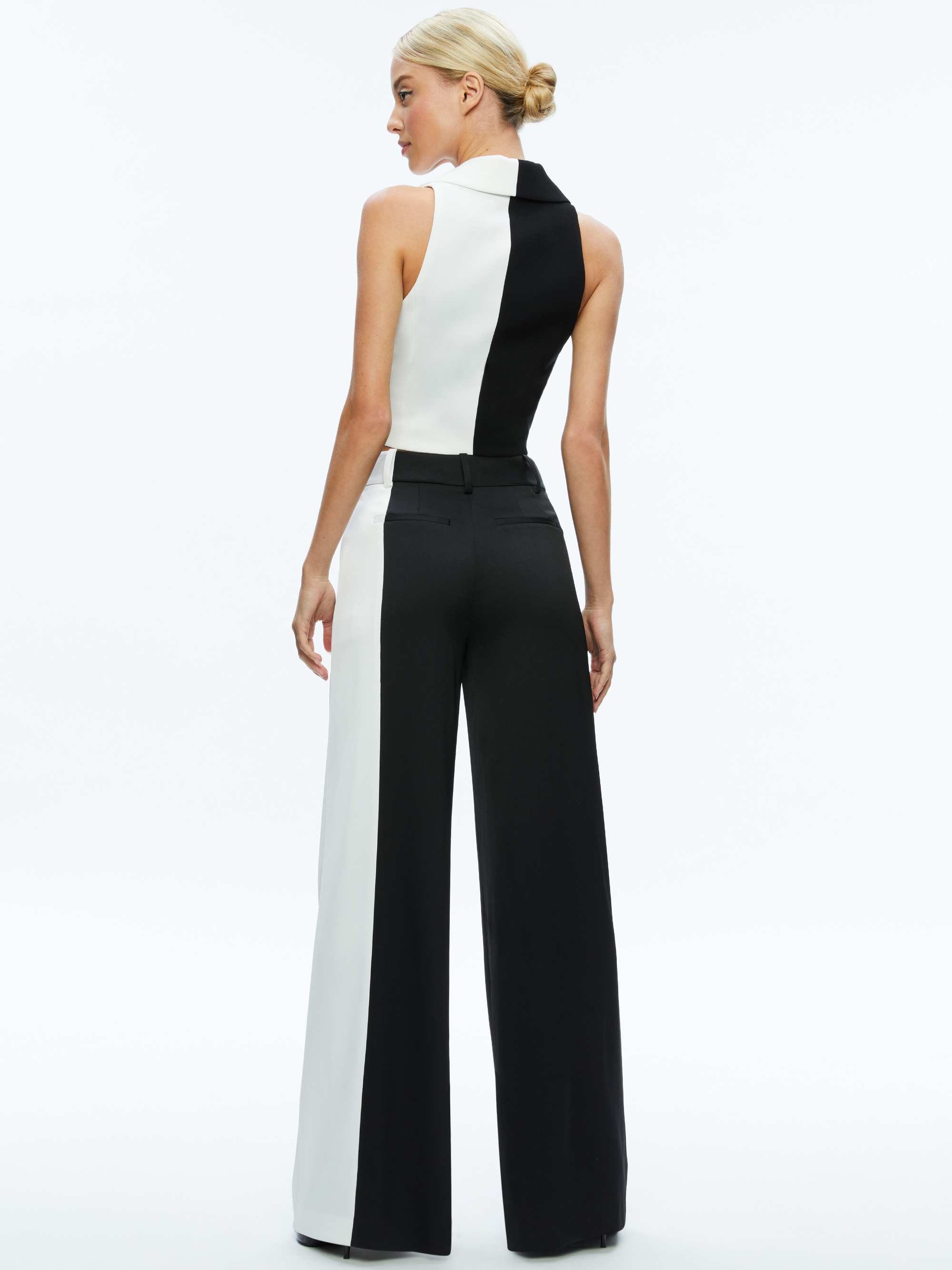 Pompey Color Block Pant In Black/off White | Alice + Olivia
