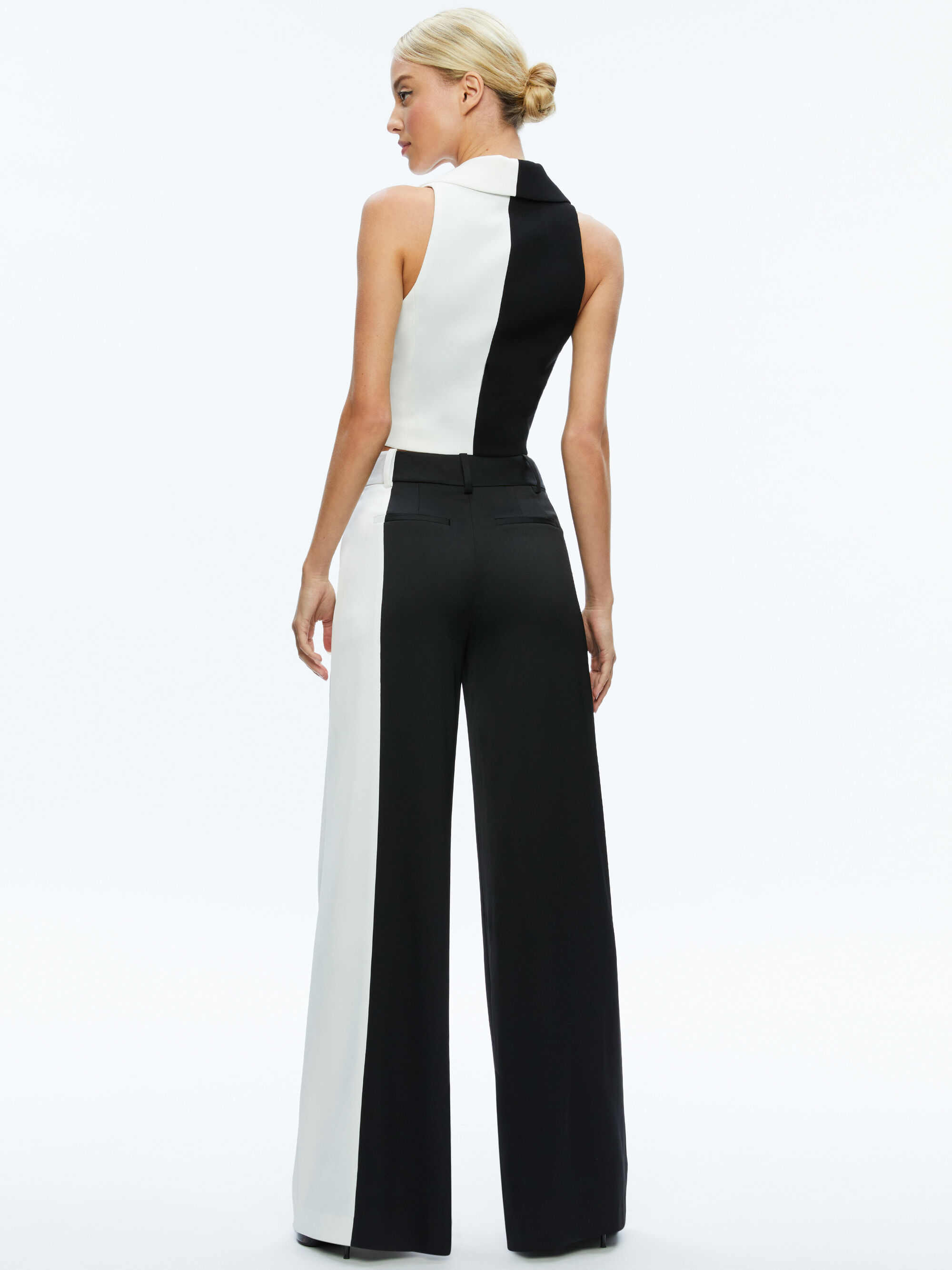 Pompey Color Block Pant In Black/off White | Alice + Olivia