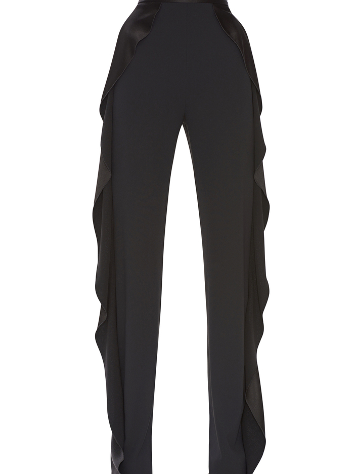 Wallace Side Ruffle Pant In Black | Alice + Olivia