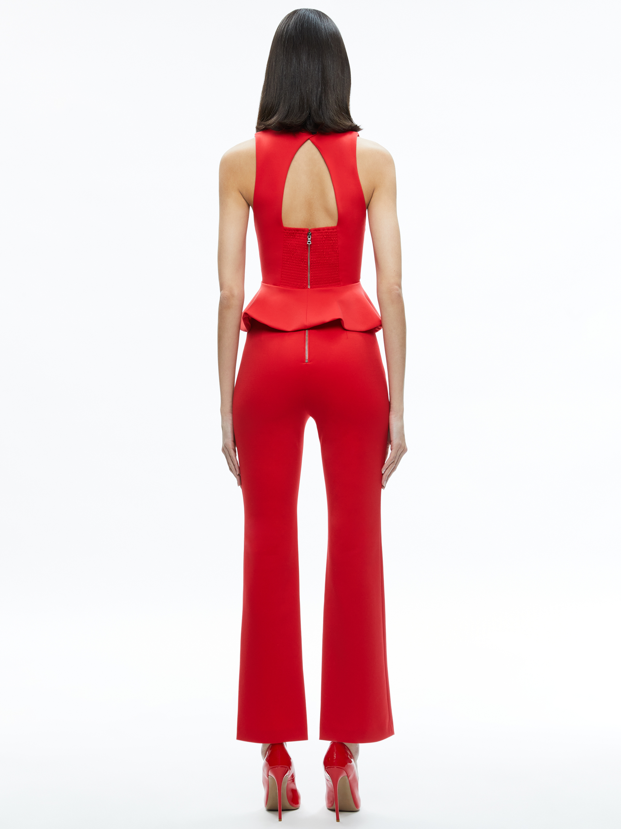 Rmp Mid Rise Back-zip Bootcut Ankle Pant In Bright Ruby | Alice + Olivia