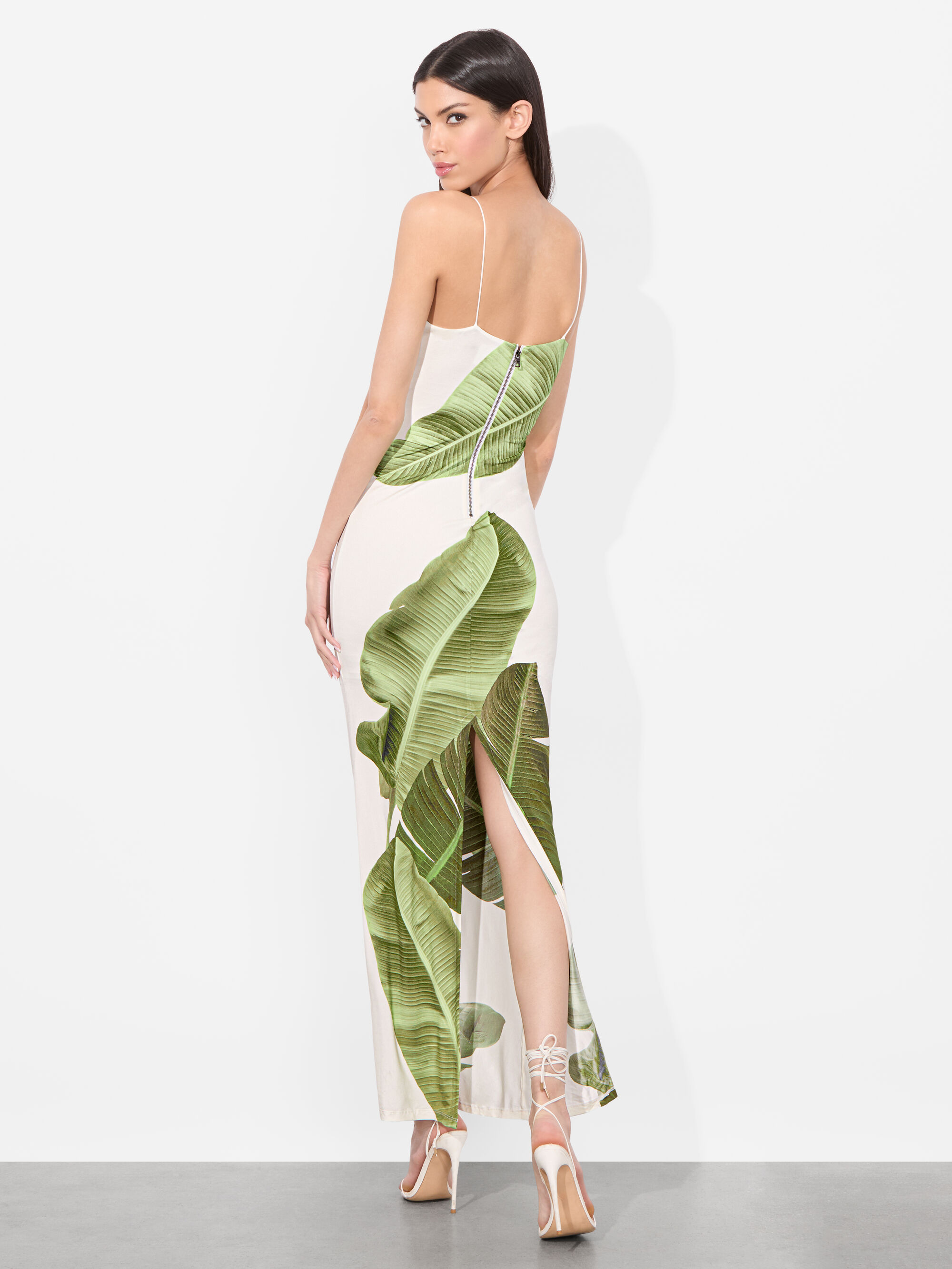 Fifi Maxi Dress In Jungle Palm Off White | Alice + Olivia