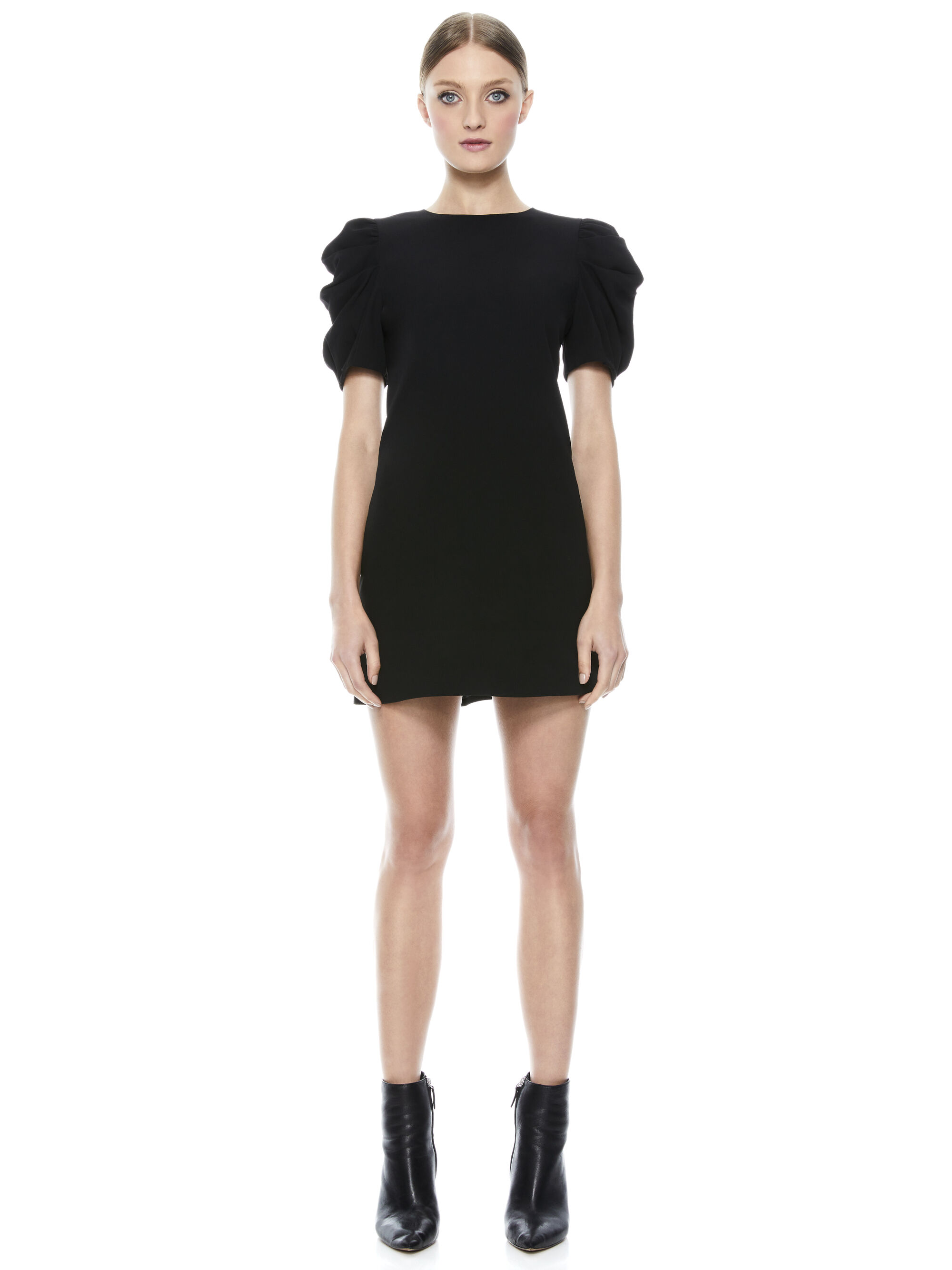 HANITA PUFF SLEEVE SHIRT DRESS in BLACK | ALICE + OLIVIA