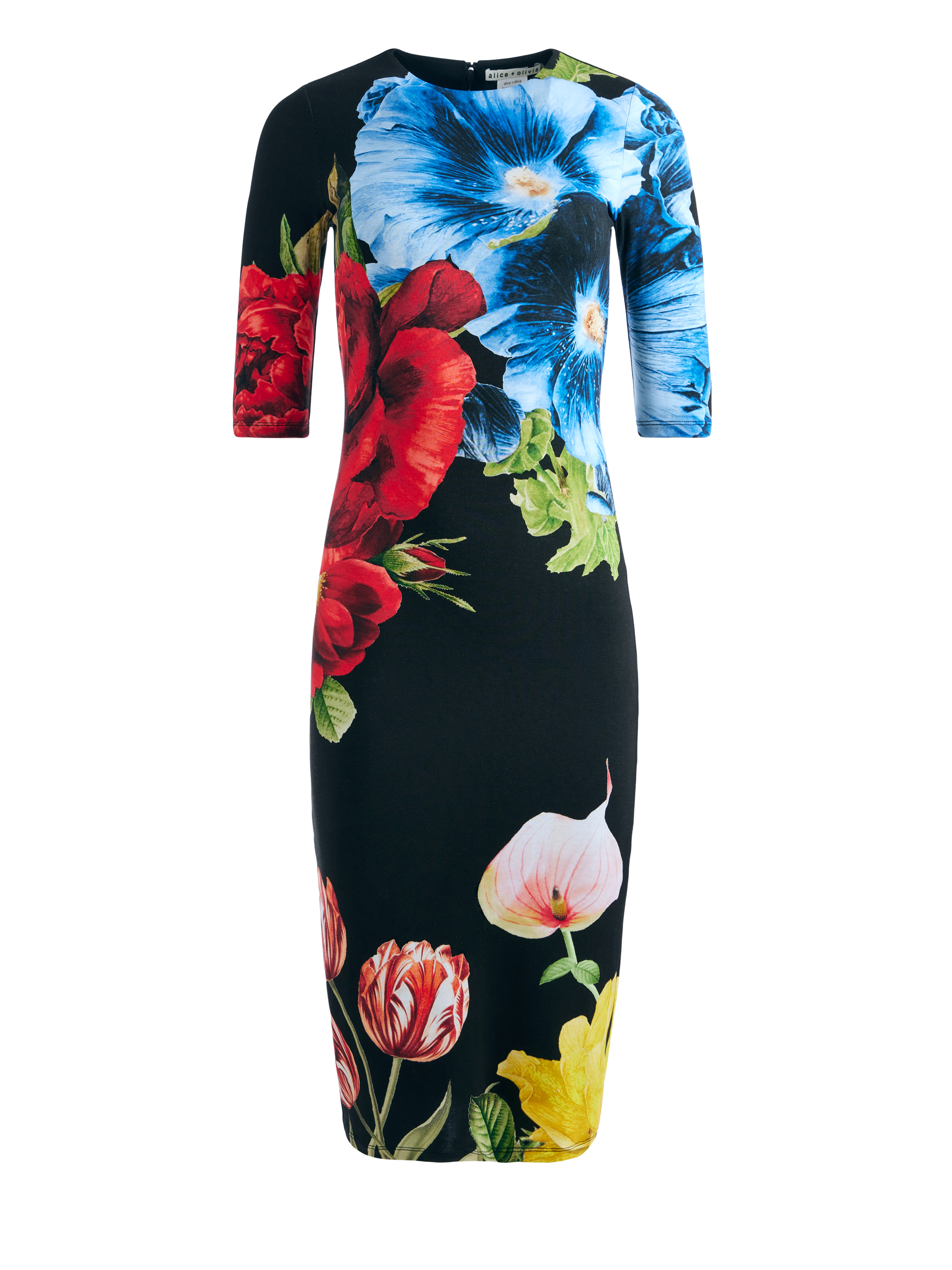 Delora Crew Neck Midi Dress In Le Parisien Black | Alice + Olivia