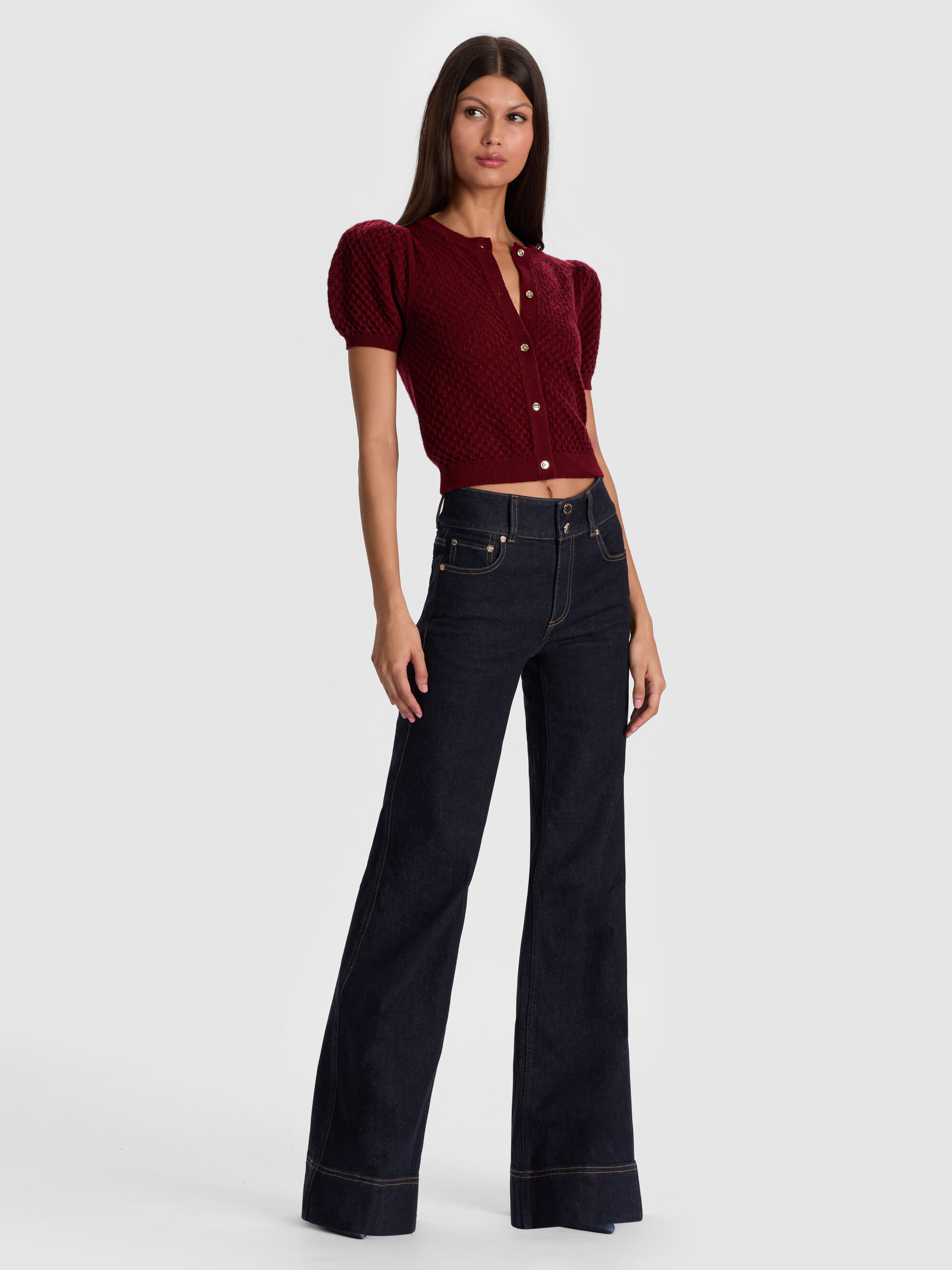 SABINE CASHMERE CARDIGAN in OXBLOOD | ALICE + OLIVIA