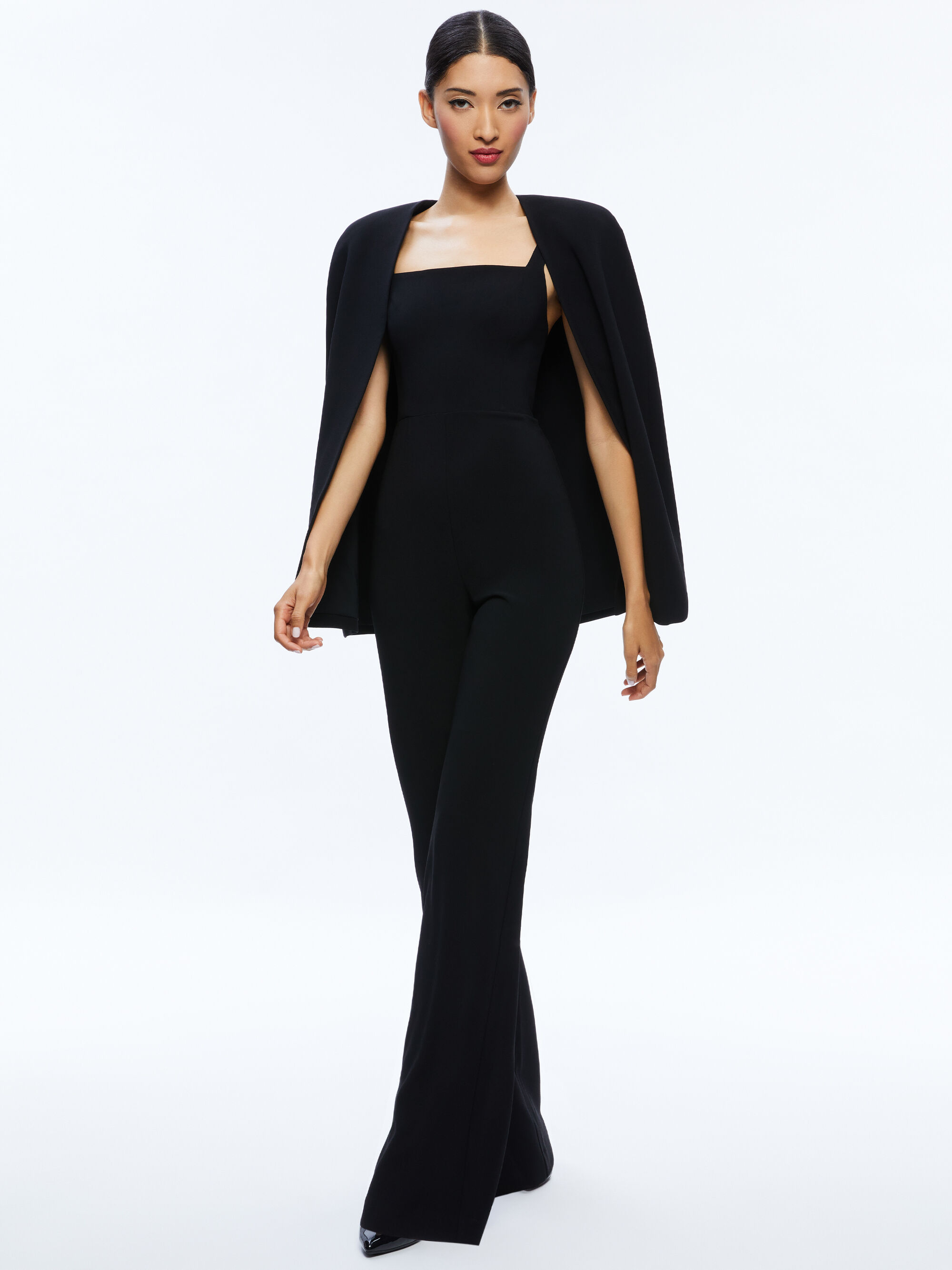 Nova Cape Jumpsuit In Black | Alice + Olivia