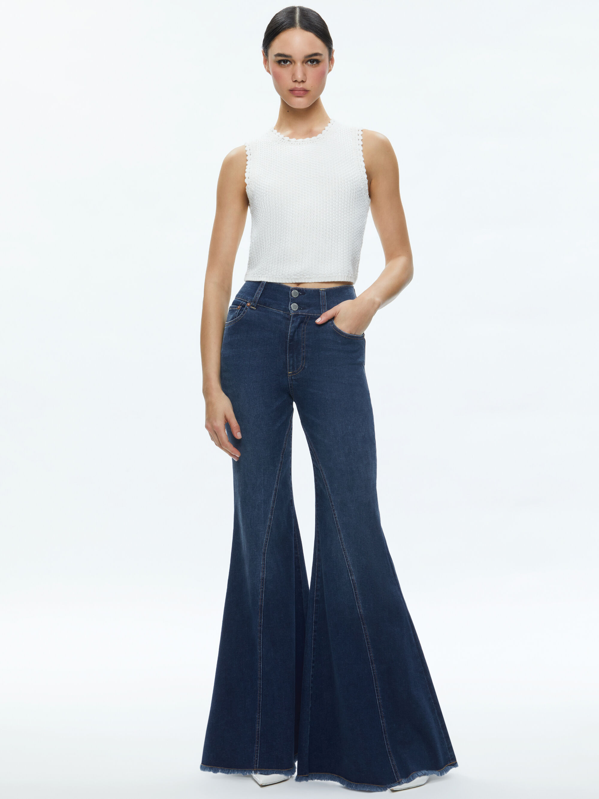 AMITY TANK in SOFT WHITE | ALICE + OLIVIA