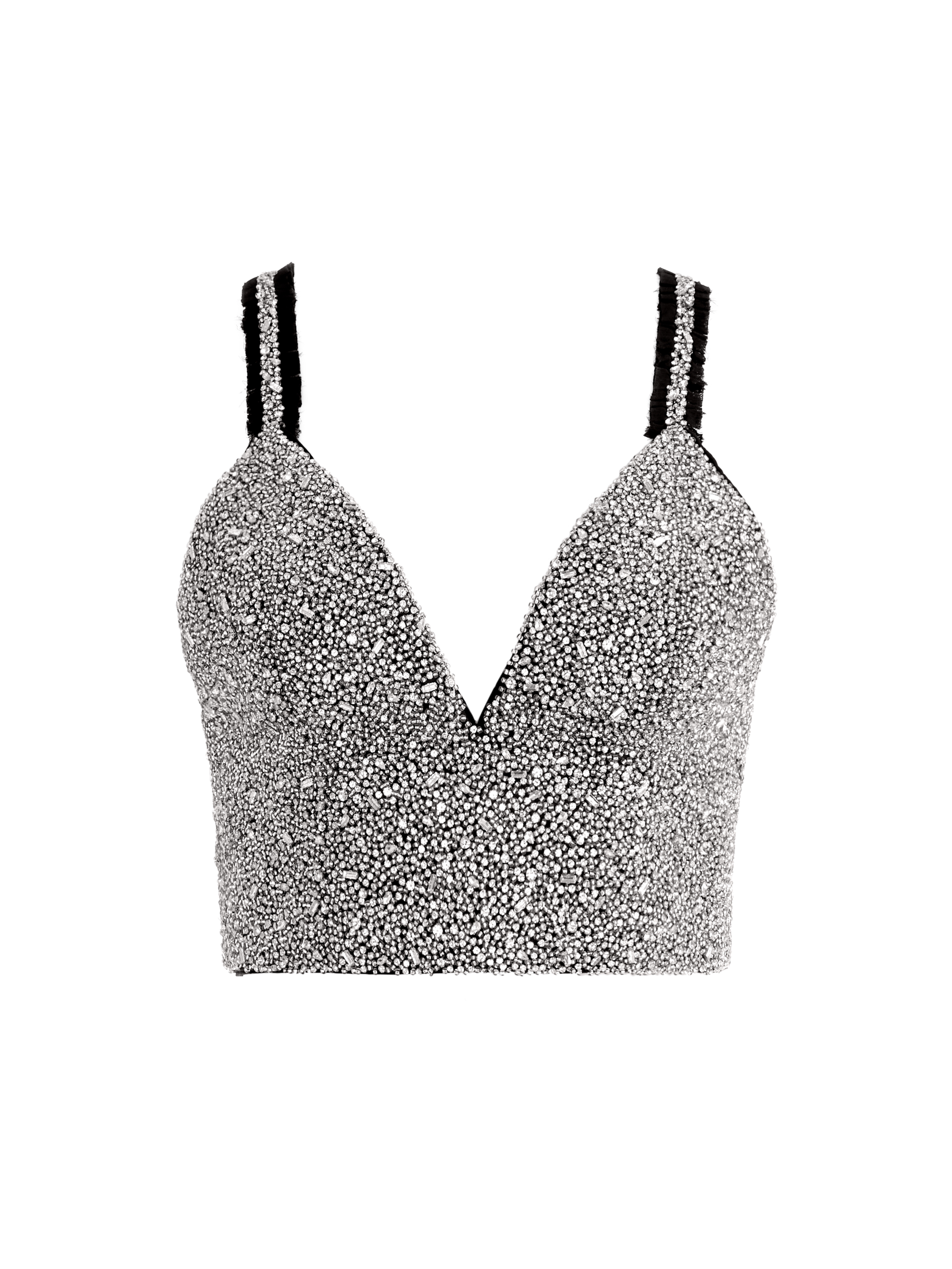 Carli Embellished Bra Top In Black/crystal | Alice And Olivia