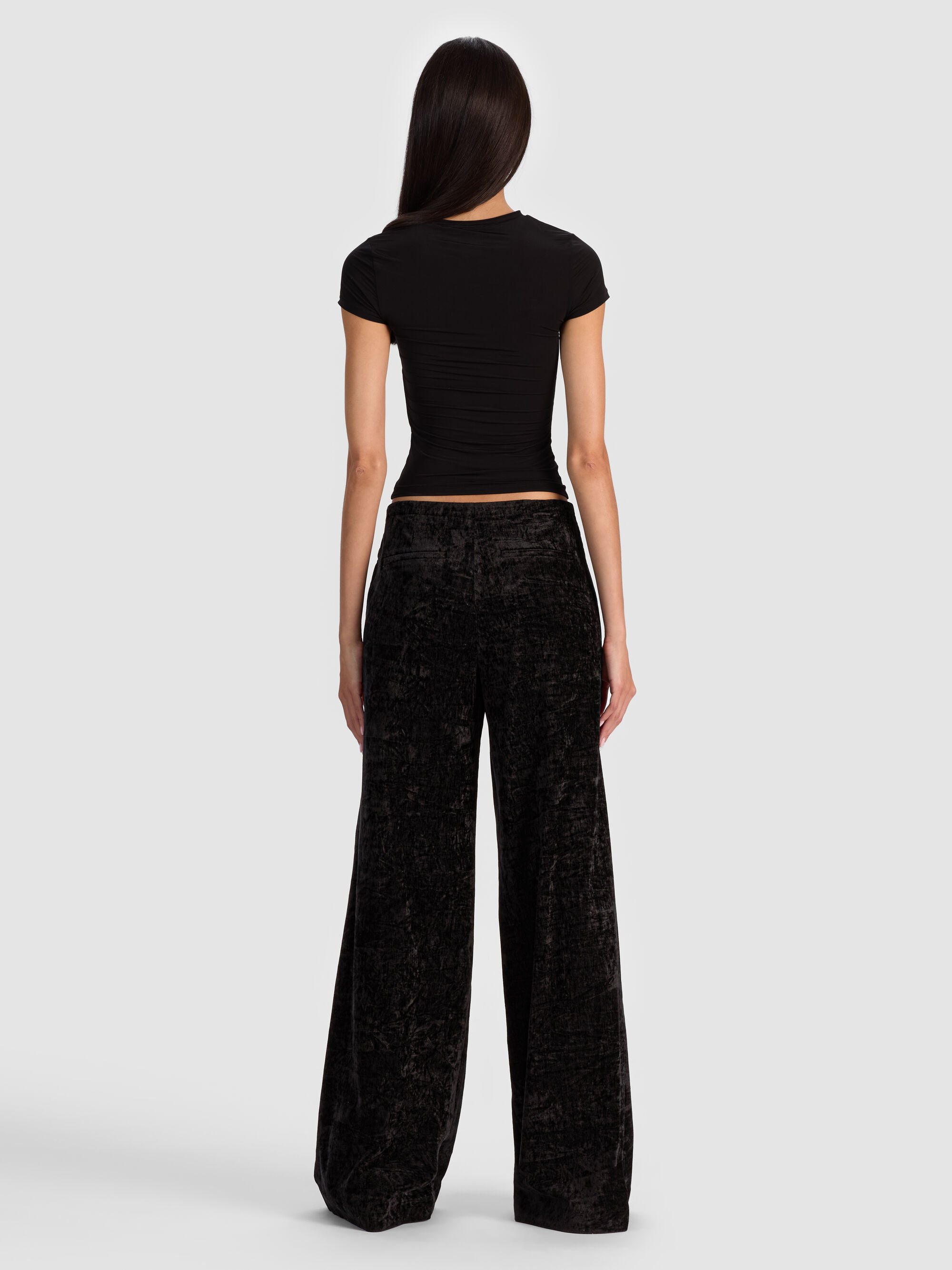 CONOR CLEAN WAIST TROUSER in BLACK | ALICE + OLIVIA