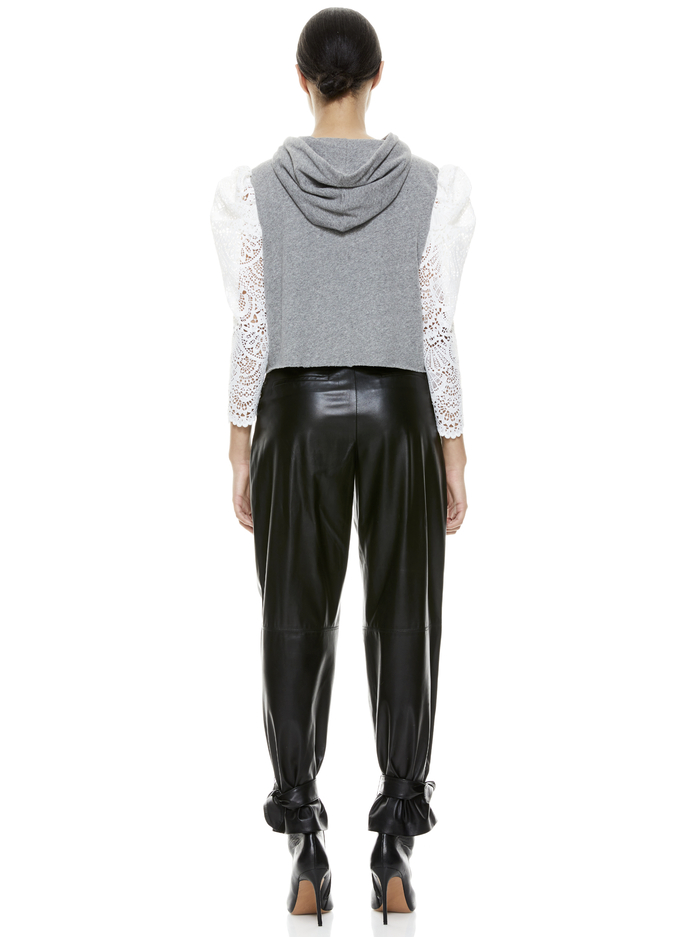 Muffy Puff Sleeve Hoodie In Melange Grey | Alice + Olivia