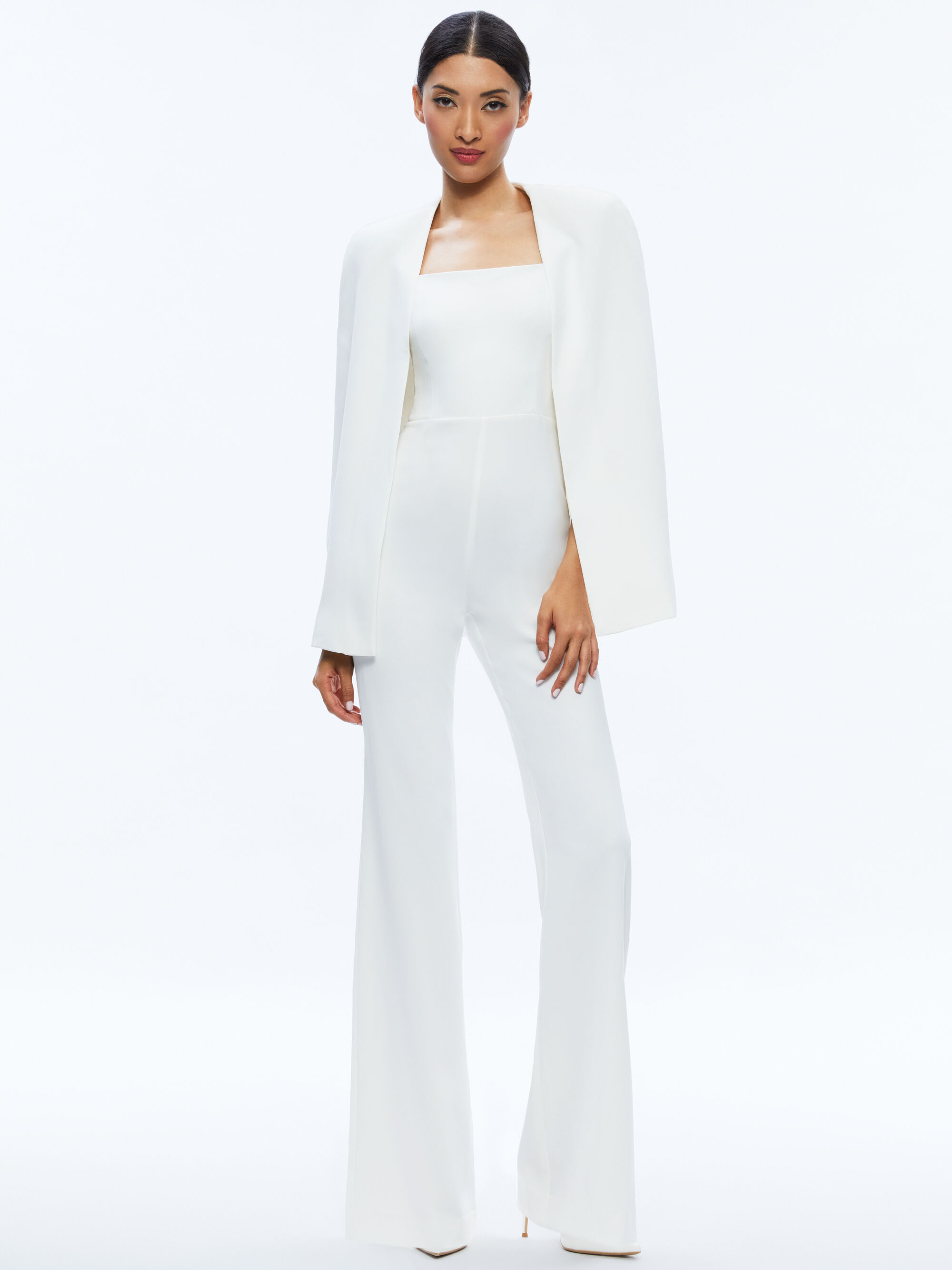 Nova Cape Jumpsuit In Ecru | Alice + Olivia