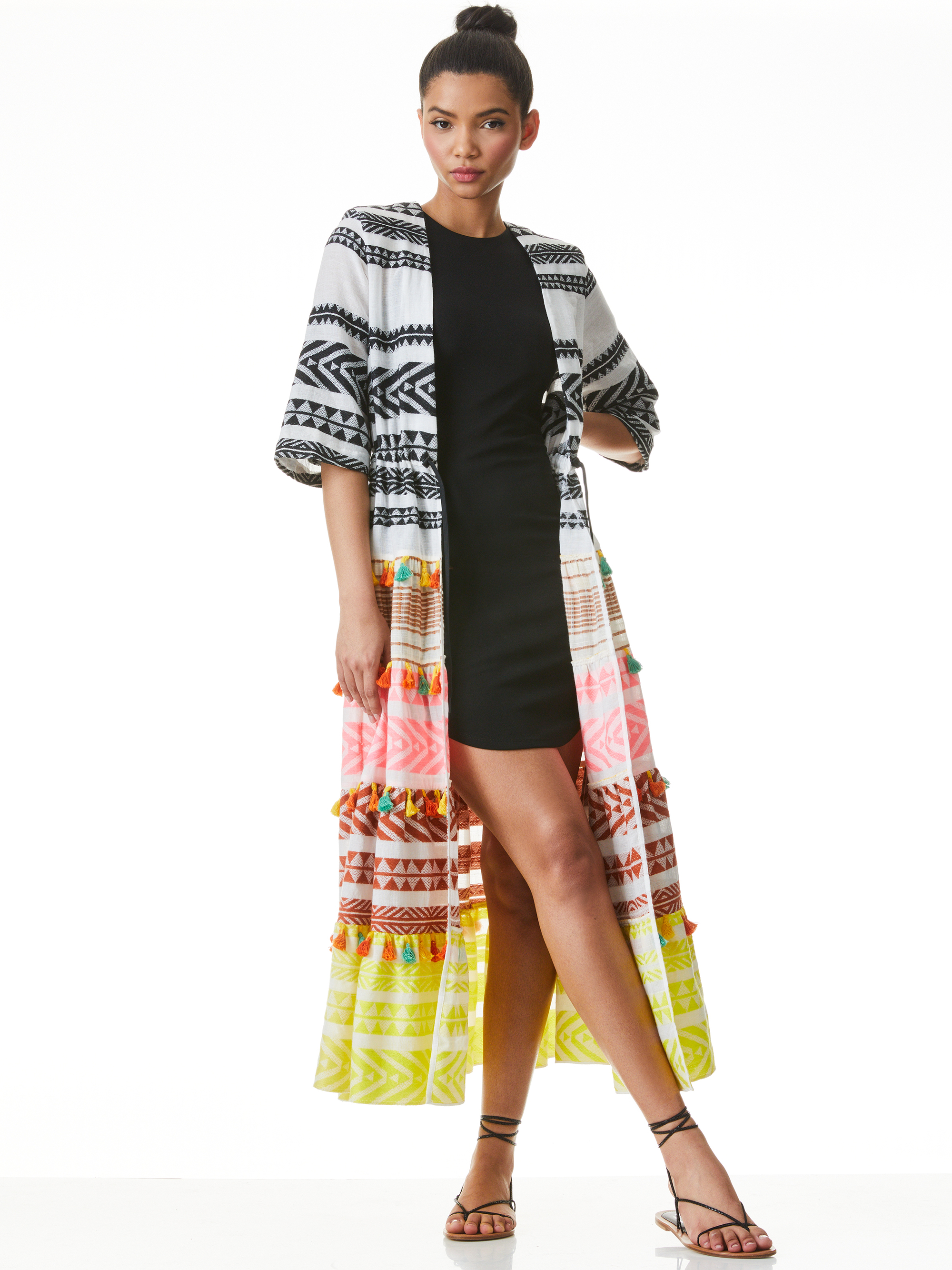Talia Drawstring Waist Kimono In Multi | Alice And Olivia