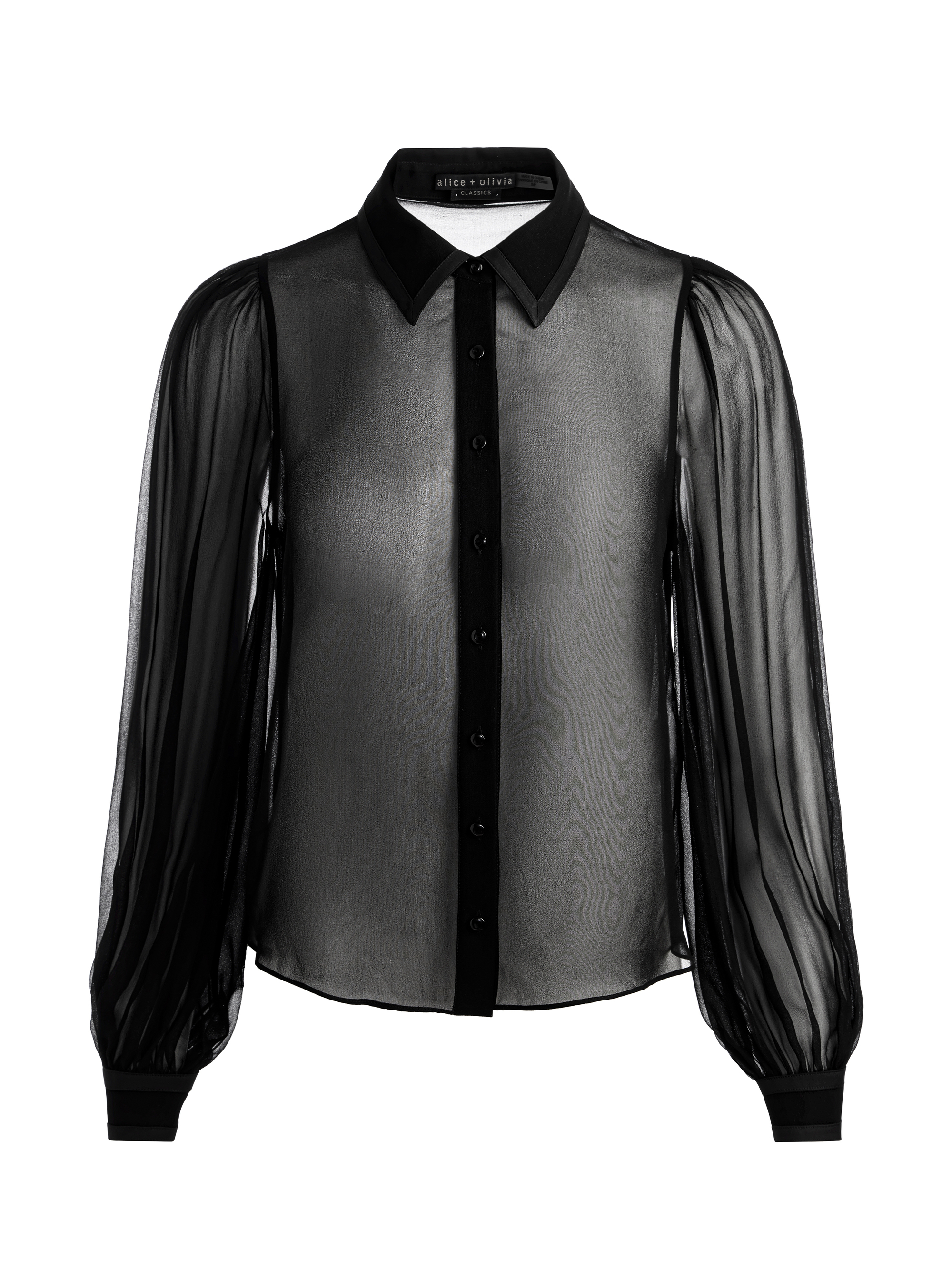 Roanne Sheer Blouse In Black | Alice + Olivia