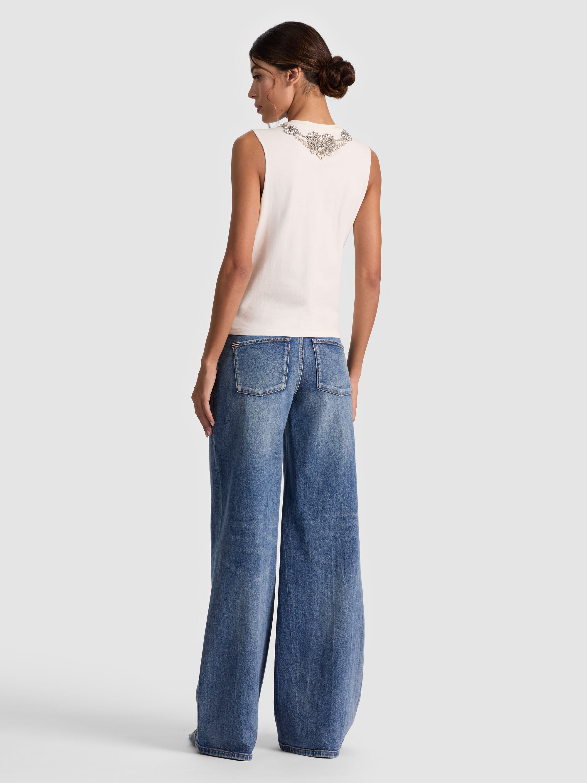 DEDE EMBELLISHED TANK in OFF WHITE | ALICE + OLIVIA