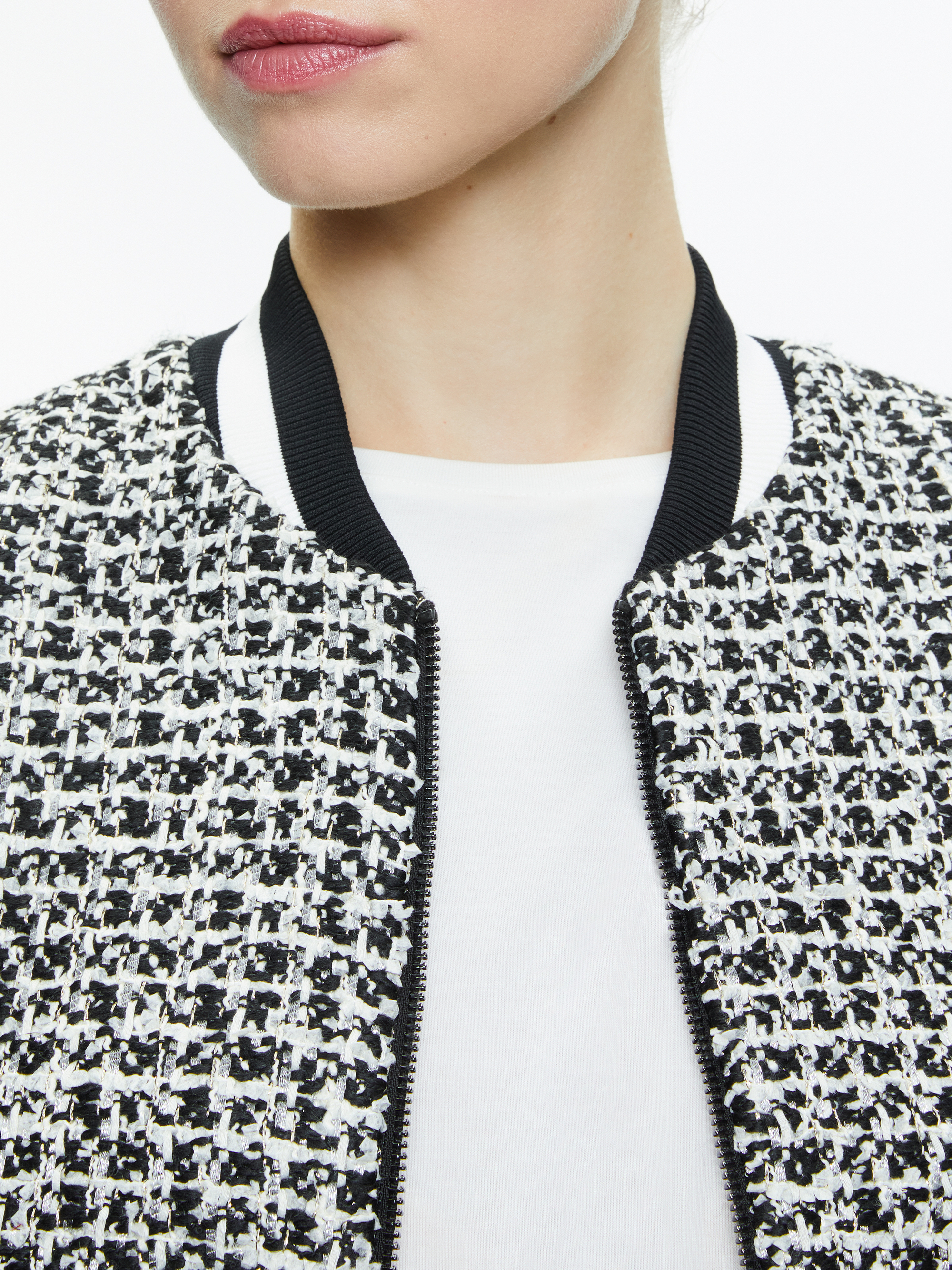 Felisa Varsity Bomber Jacket In Black/off White | Alice + Olivia
