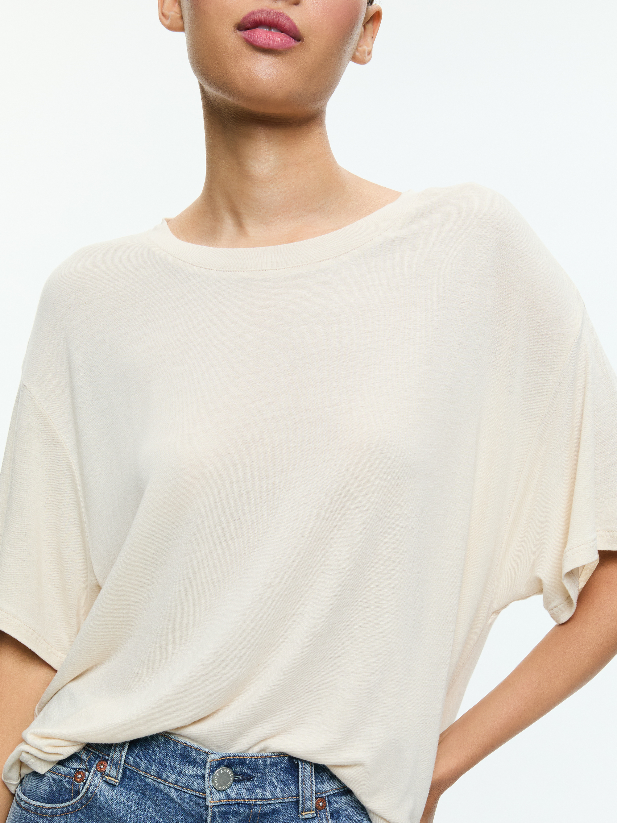 Evan Oversized Tee In Oatmeal | Alice + Olivia