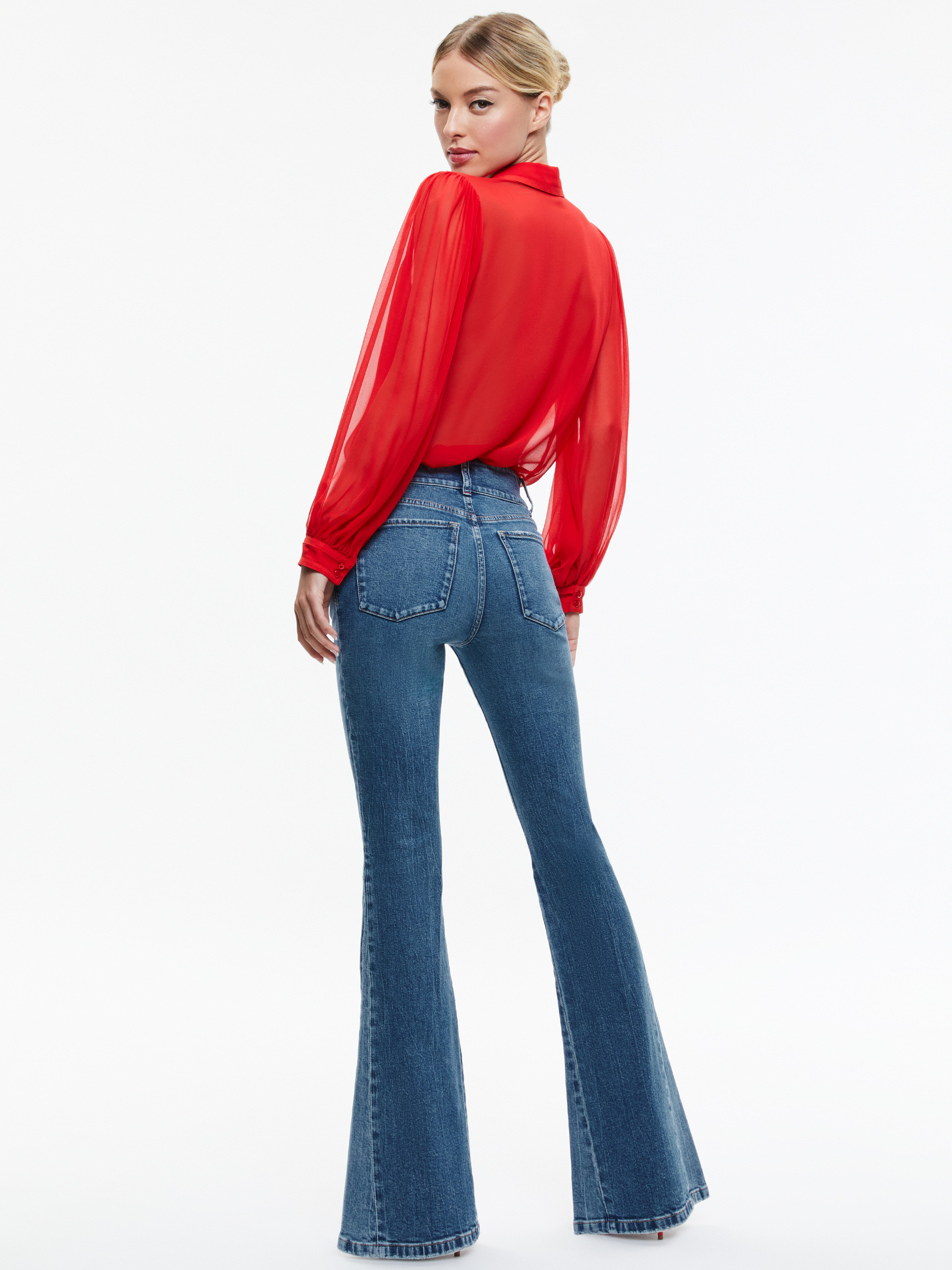 Roanne Button Down In Bright Ruby | Alice + Olivia