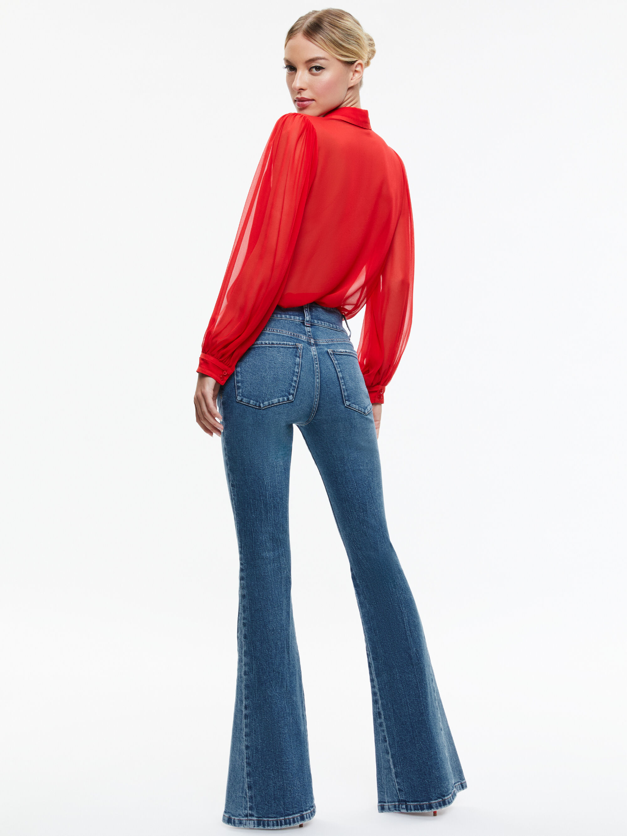 ROANNE BUTTON DOWN in BRIGHT RUBY | ALICE + OLIVIA