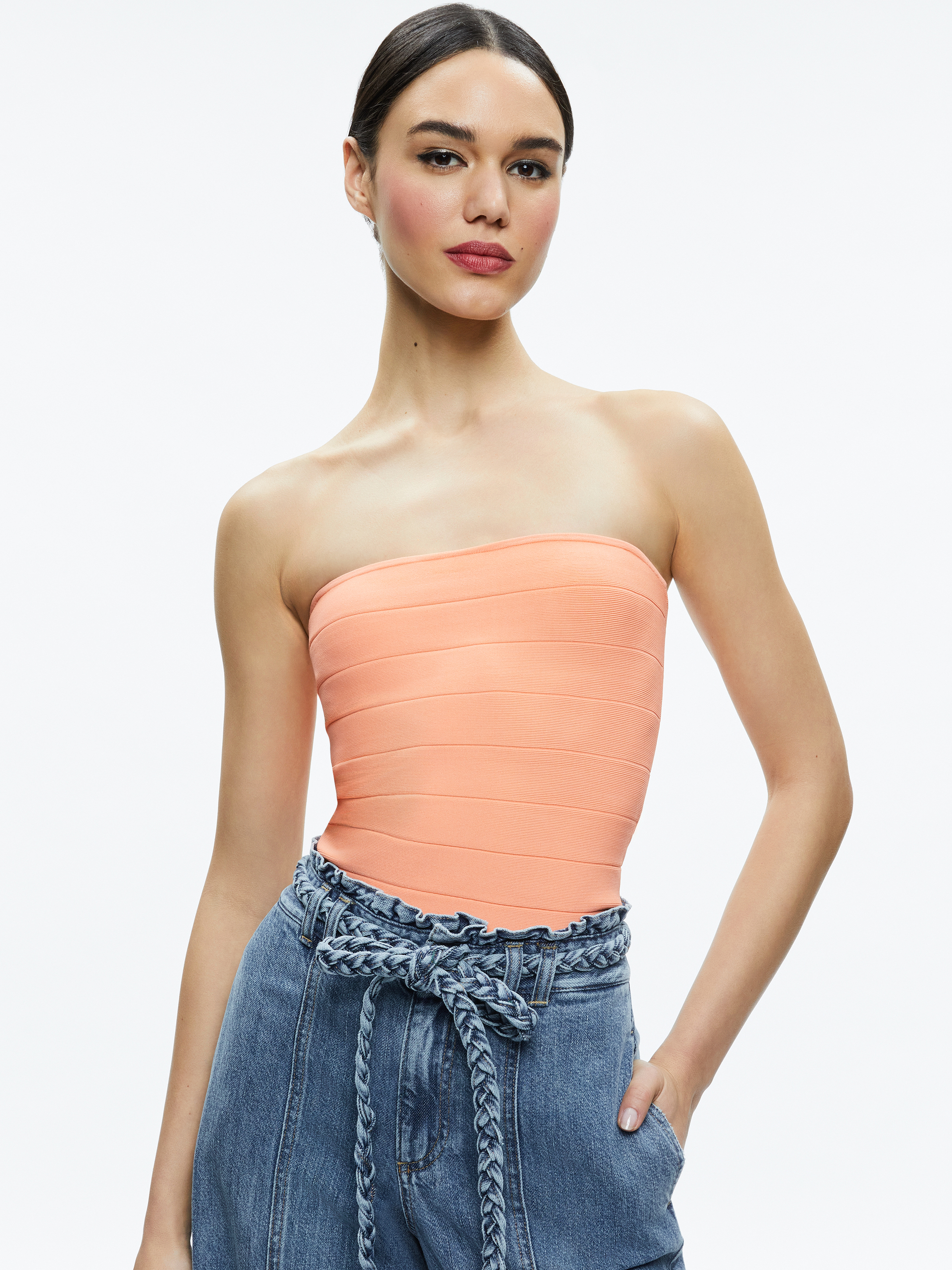 Alison Full Length Tube Top In Coral | Alice + Olivia