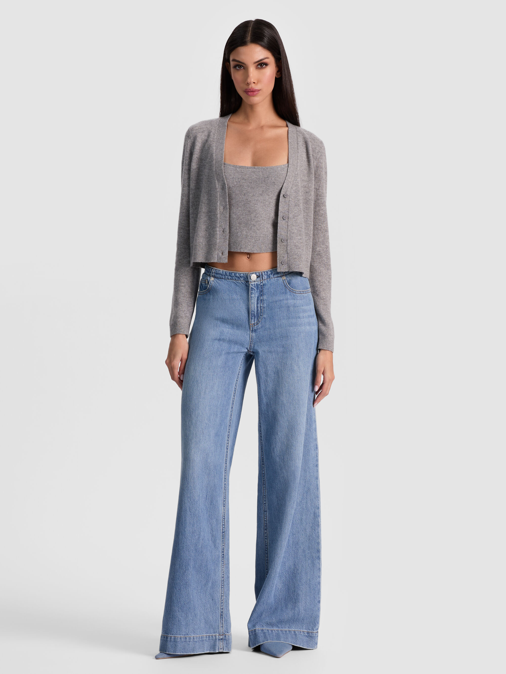 GRACE CASHMERE CARDIGAN in MEDIUM HEATHER GREY | ALICE + OLIVIA