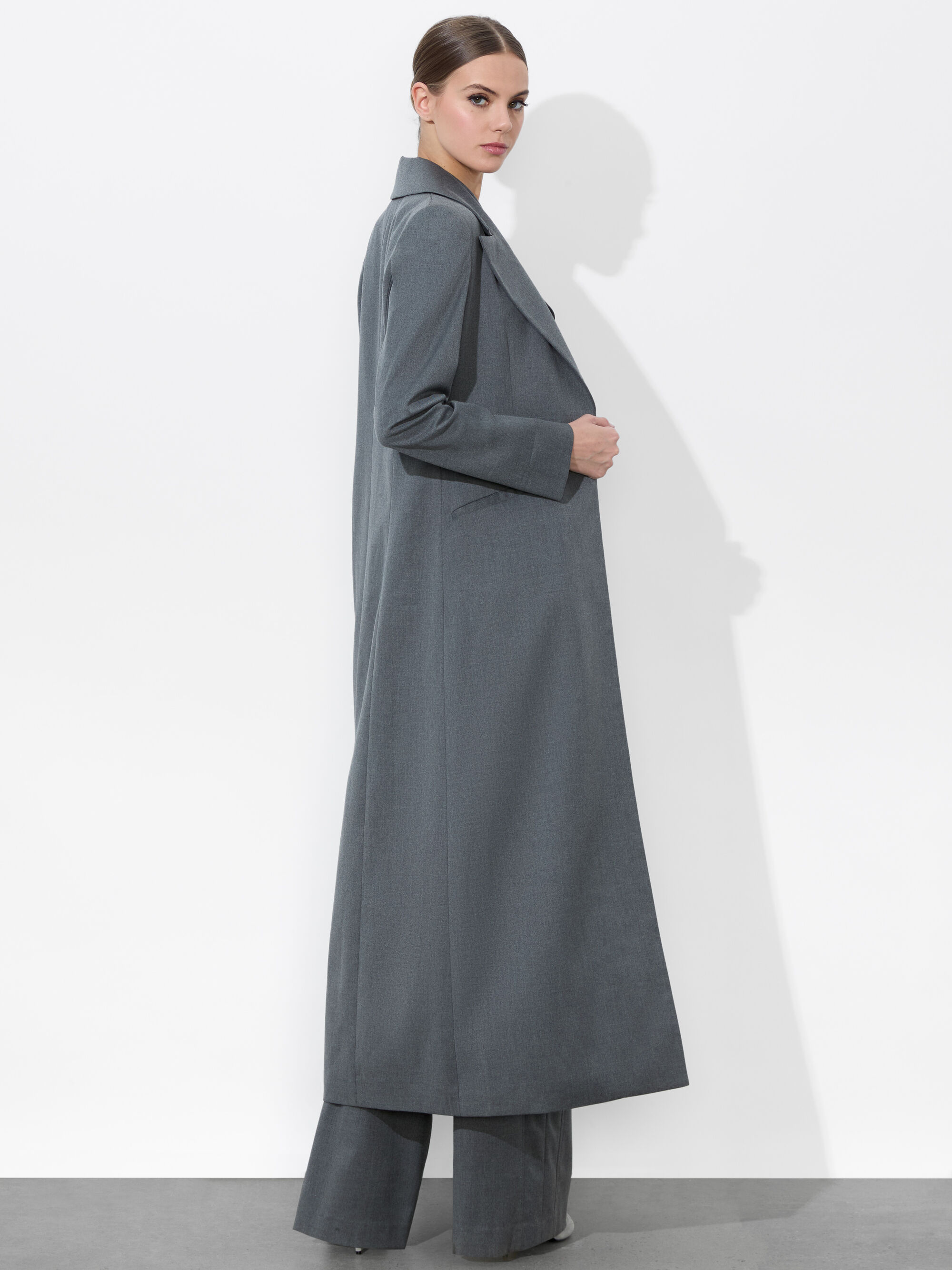 THEO NOTCH COLLAR COAT in SHADOW GREY MELANGE | ALICE + OLIVIA