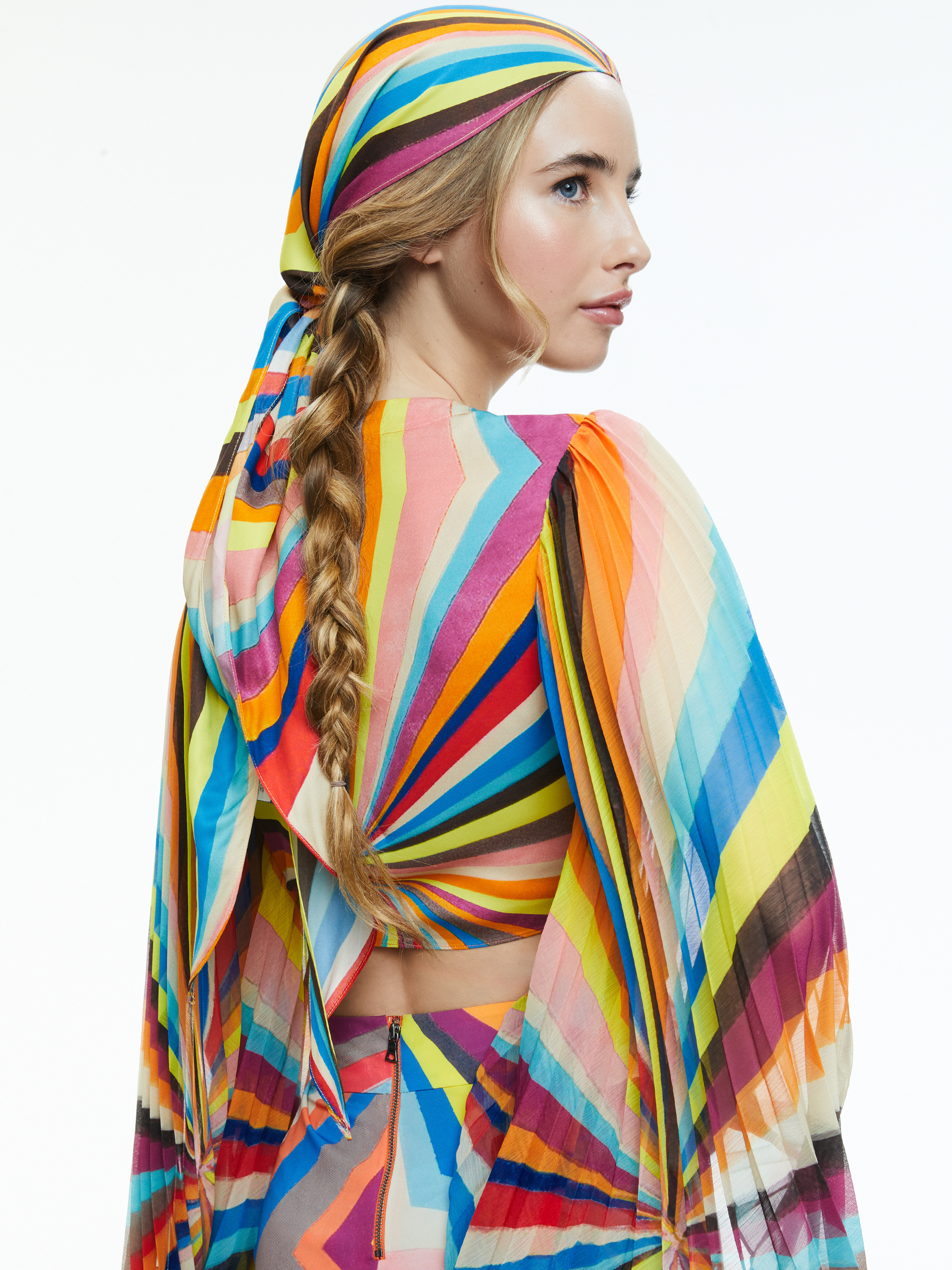 Marla Printed Headscarf In Pomelo Stripe | Alice + Olivia