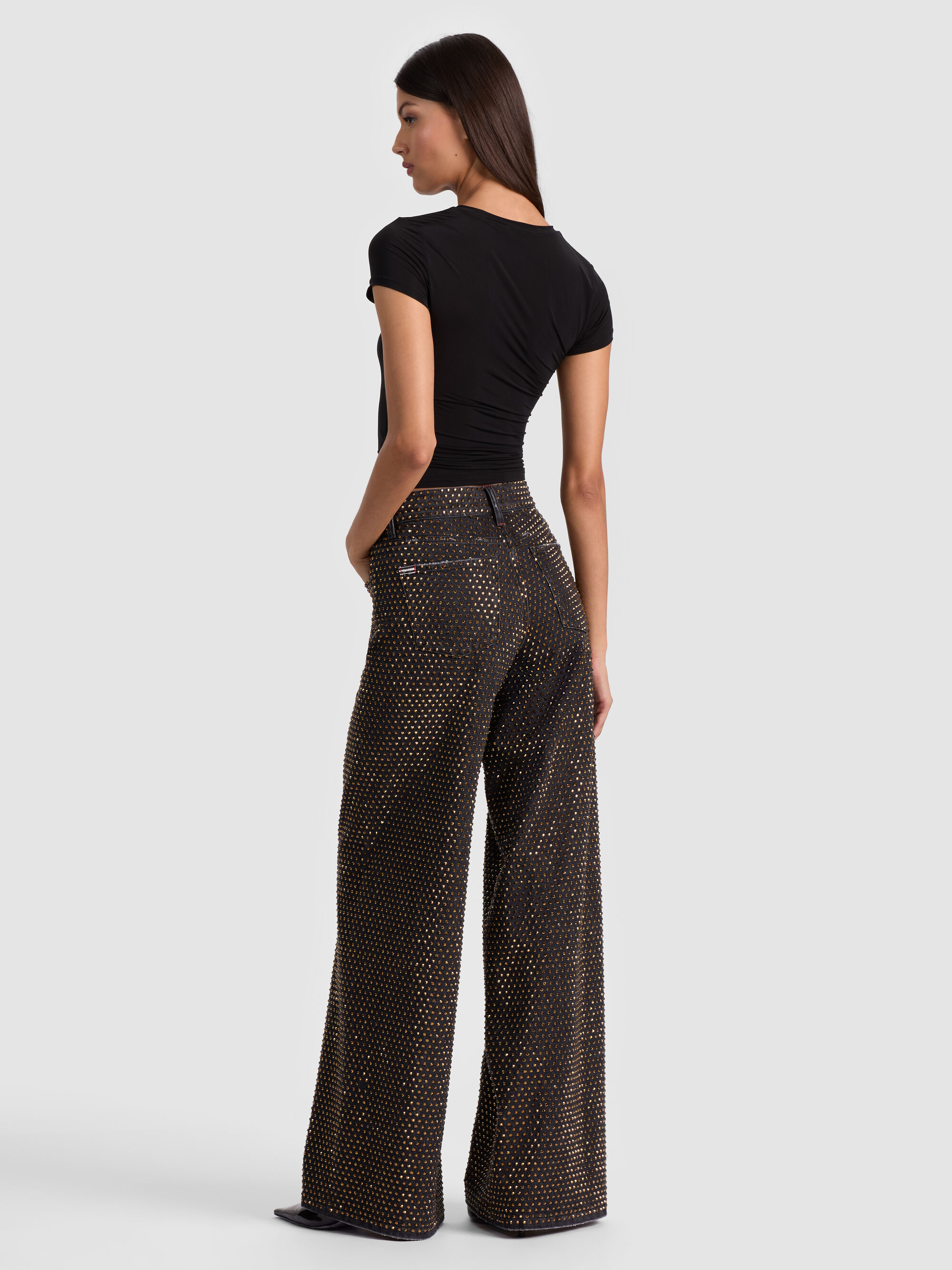 AMAZING EMBELLISHED JEAN in MAYA CHARCOAL BLACK | ALICE + OLIVIA