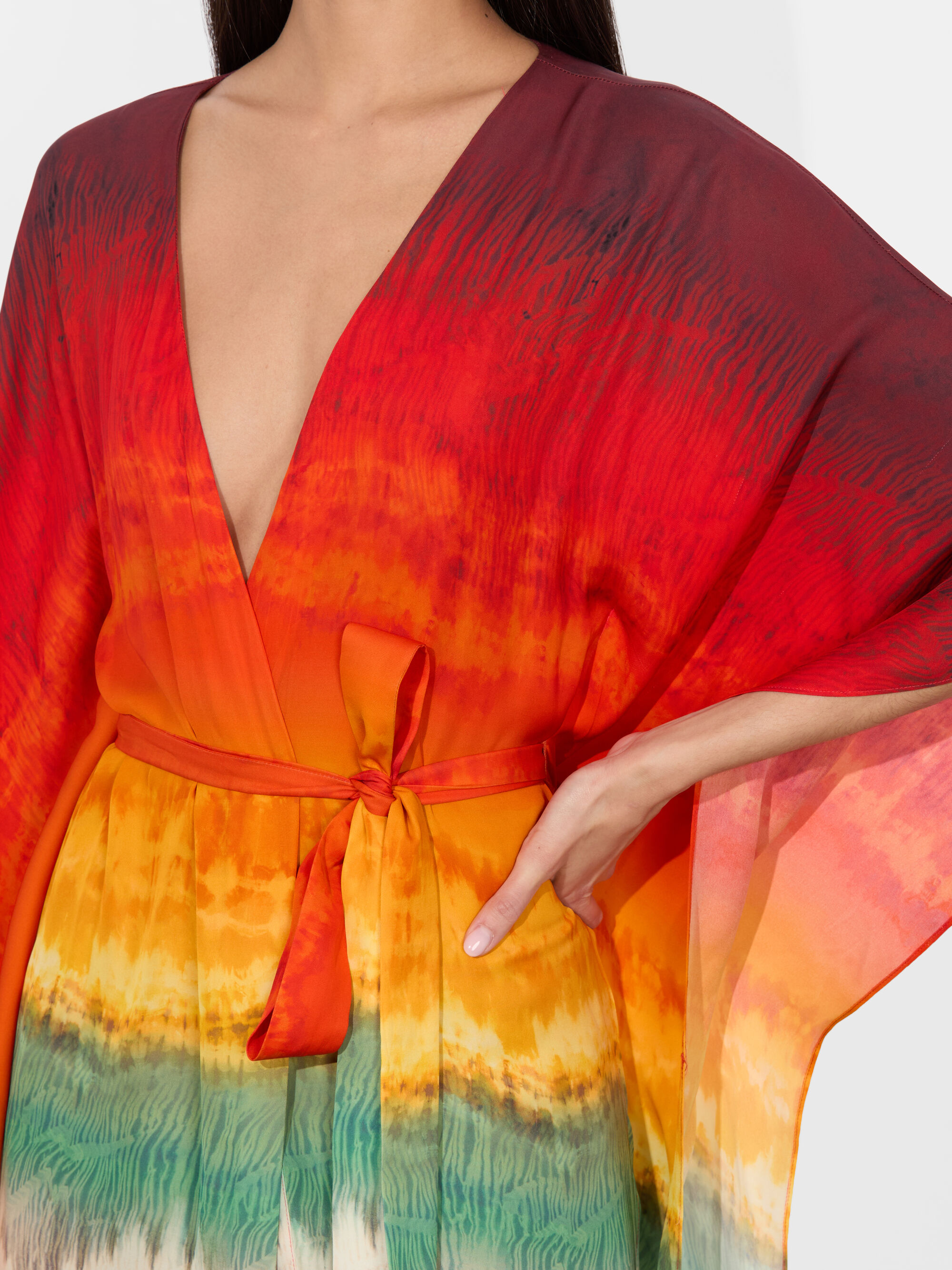 MARVA BELTED MINI KAFTAN in CRYSTAL TIE DYE | ALICE + OLIVIA