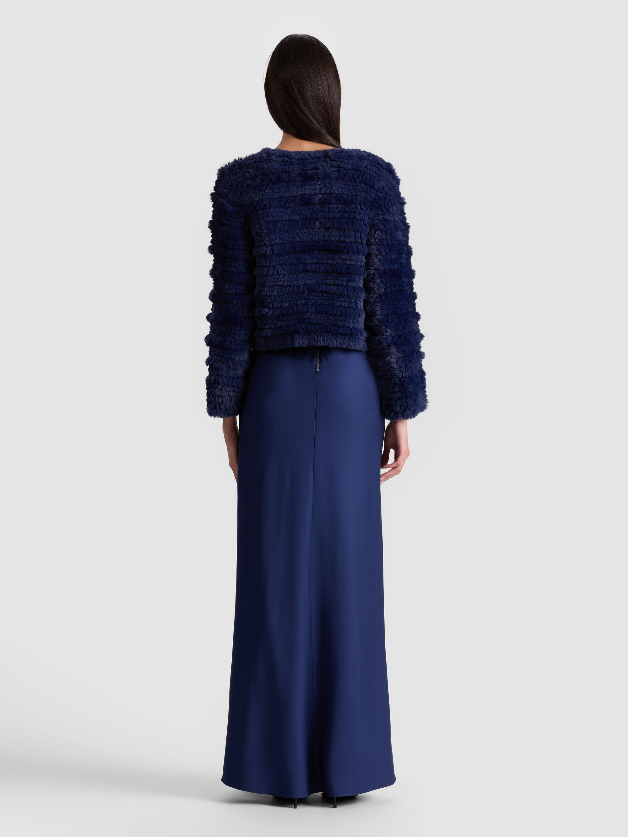 FAWN FAUX FUR JACKET in INDIGO | ALICE + OLIVIA