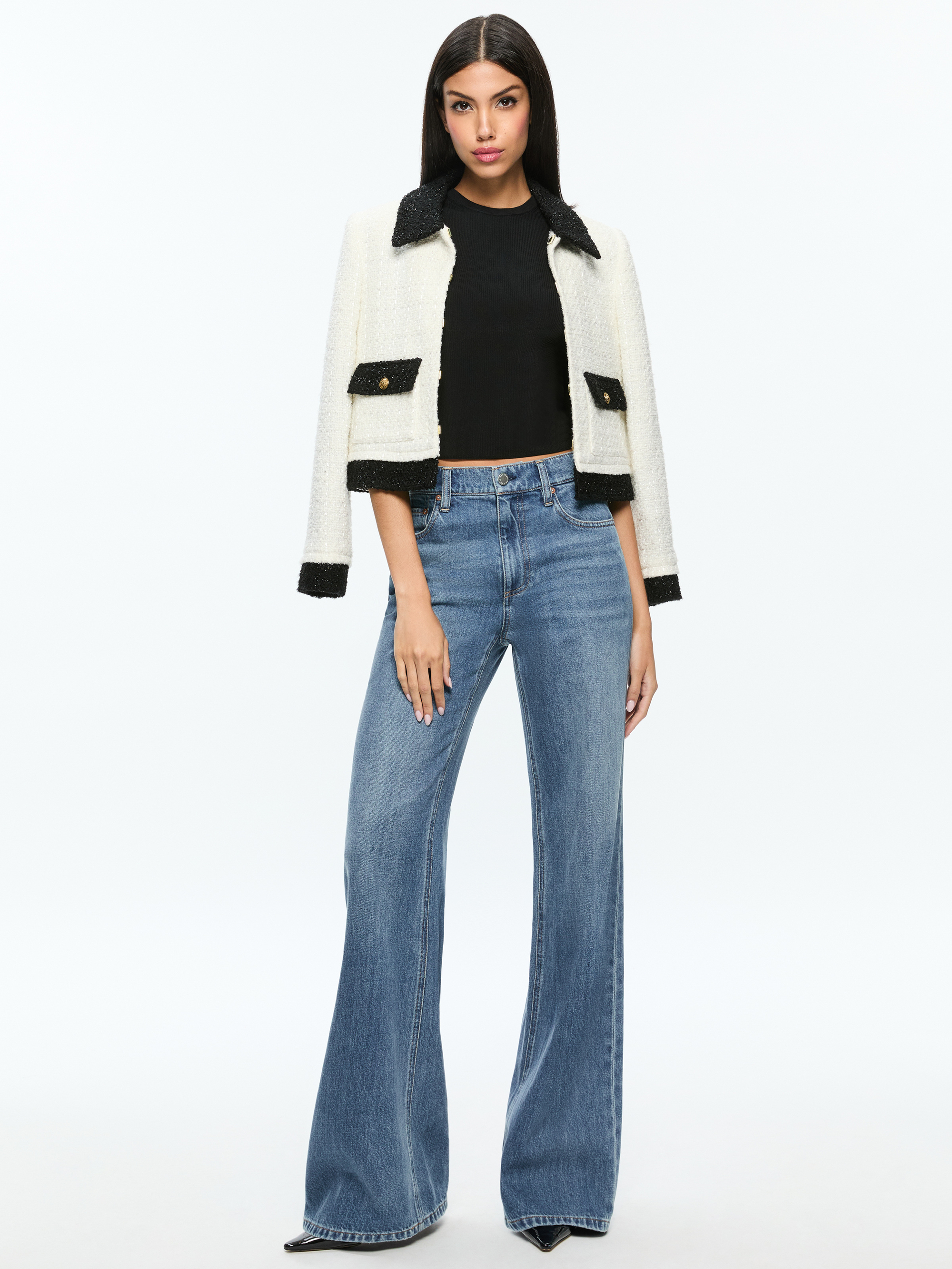 Topher Jacket In Off White/black | Alice + Olivia