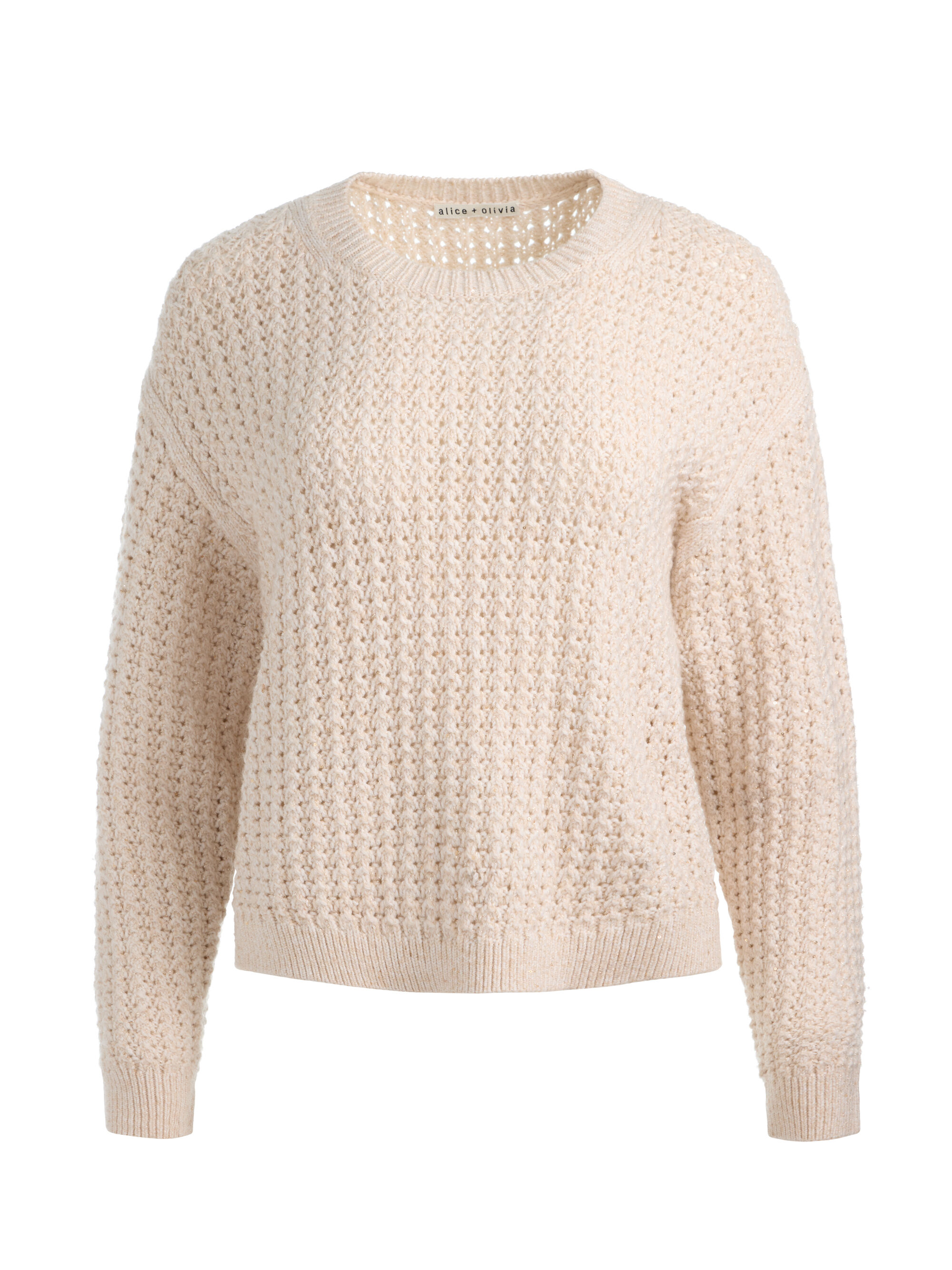 LIZA SPARKLE PULLOVER in OATMEAL MARL | ALICE + OLIVIA