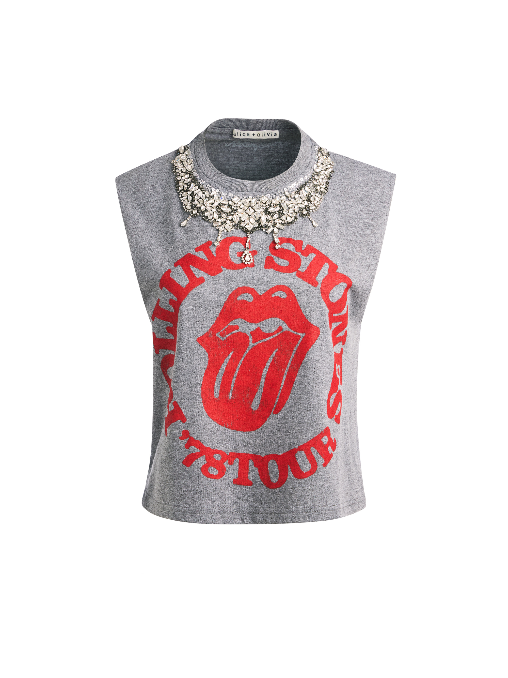 Micah Muscle Tank In Grey/bright Ruby | Alice + Olivia