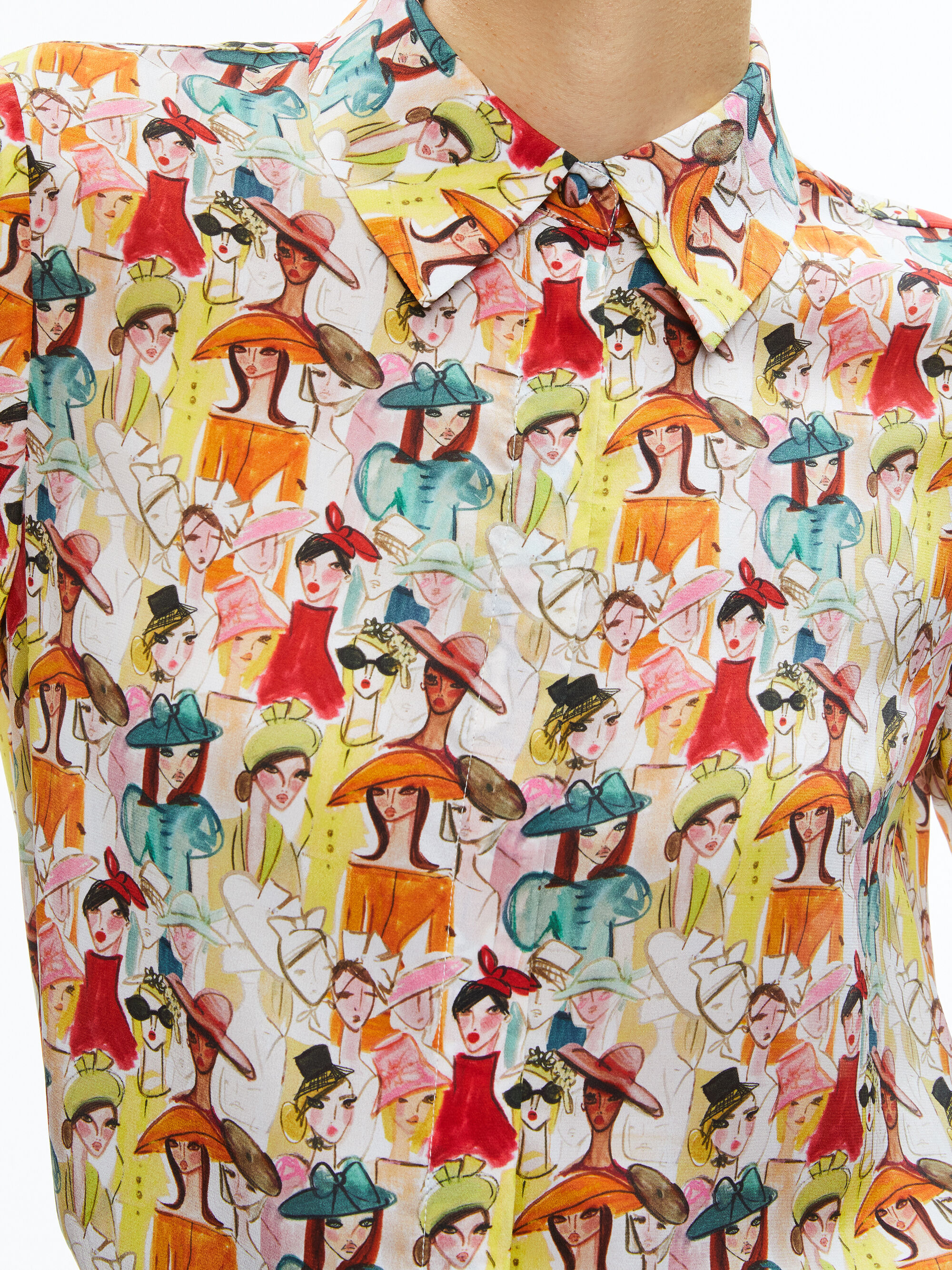 A+O X BLAIR Z WILLA PLACKET TOP in BLAIR Z LADIES | ALICE + OLIVIA
