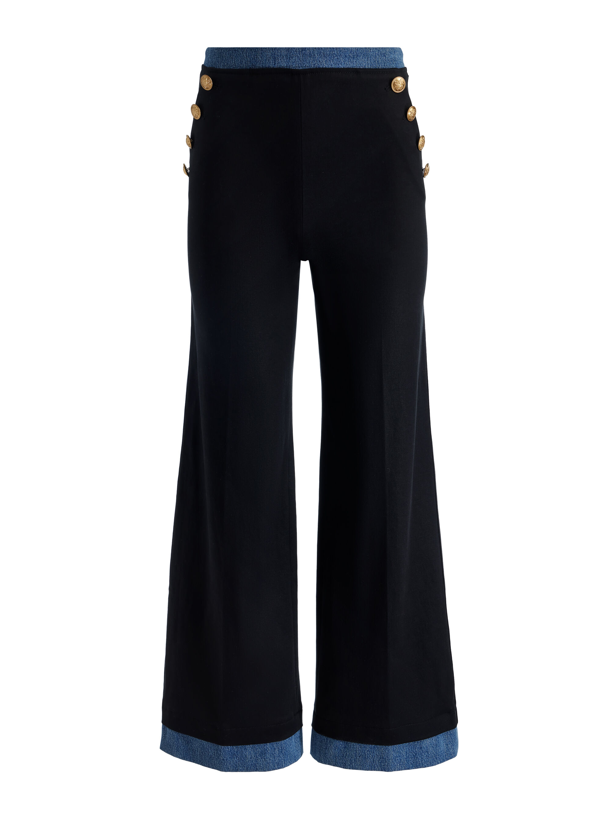 NARIN CROPPED PANT in BLACK/LIANA BLUE | ALICE + OLIVIA