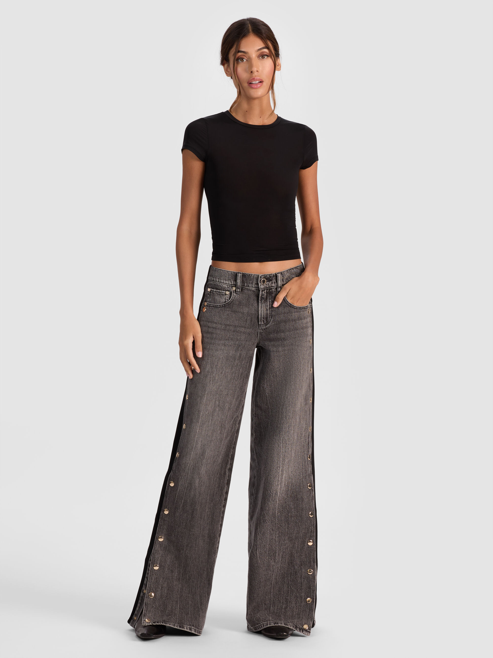AMAZING SNAP JEAN in GEORGIA VINTAGE BLACK | ALICE + OLIVIA