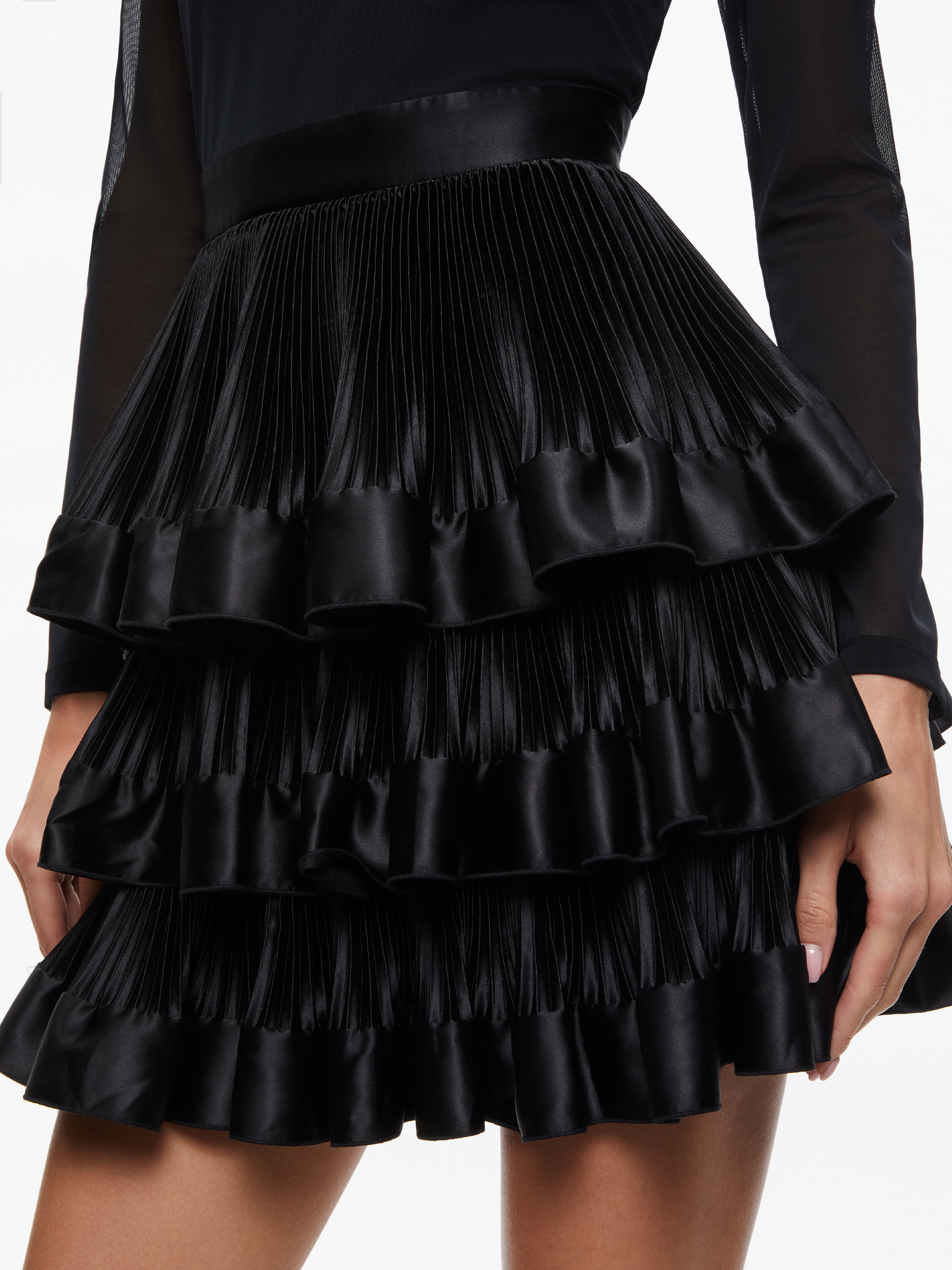 Chara Tiered Ruffle Mini Dress In Black | Alice + Olivia
