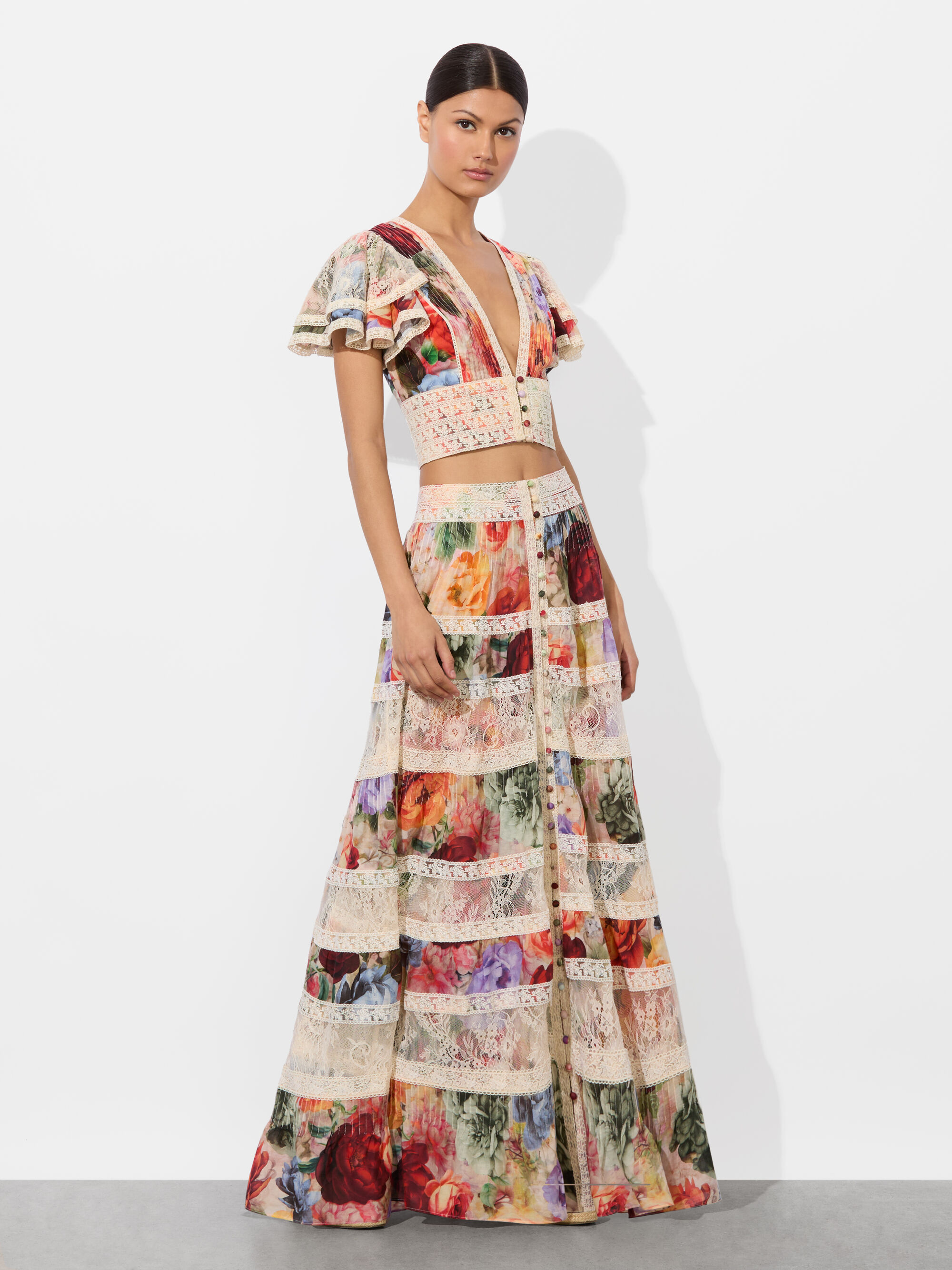 KEELEY BLOUSE in STORM FLORAL SM | ALICE + OLIVIA