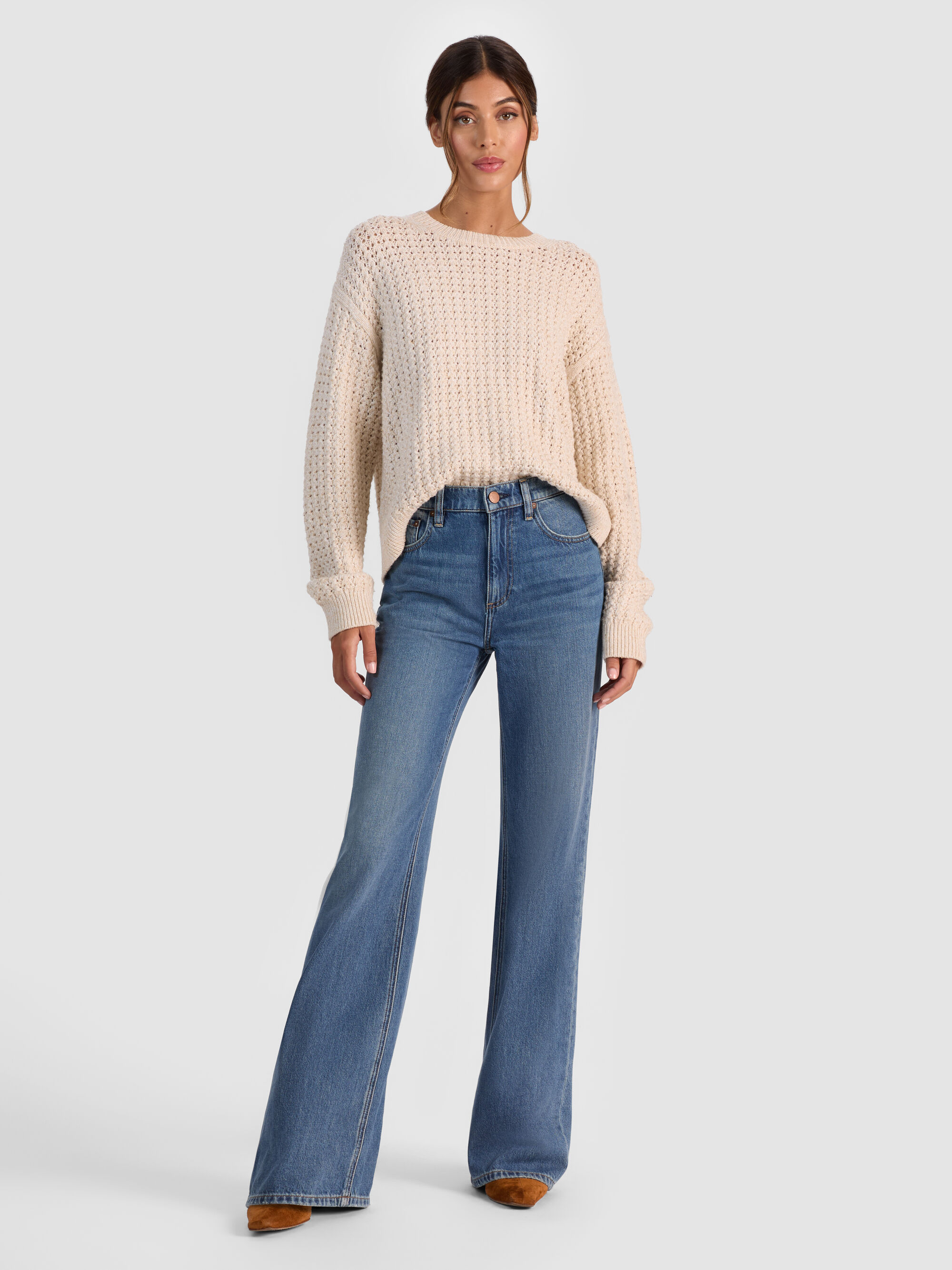 LIZA SPARKLE PULLOVER in OATMEAL MARL | ALICE + OLIVIA