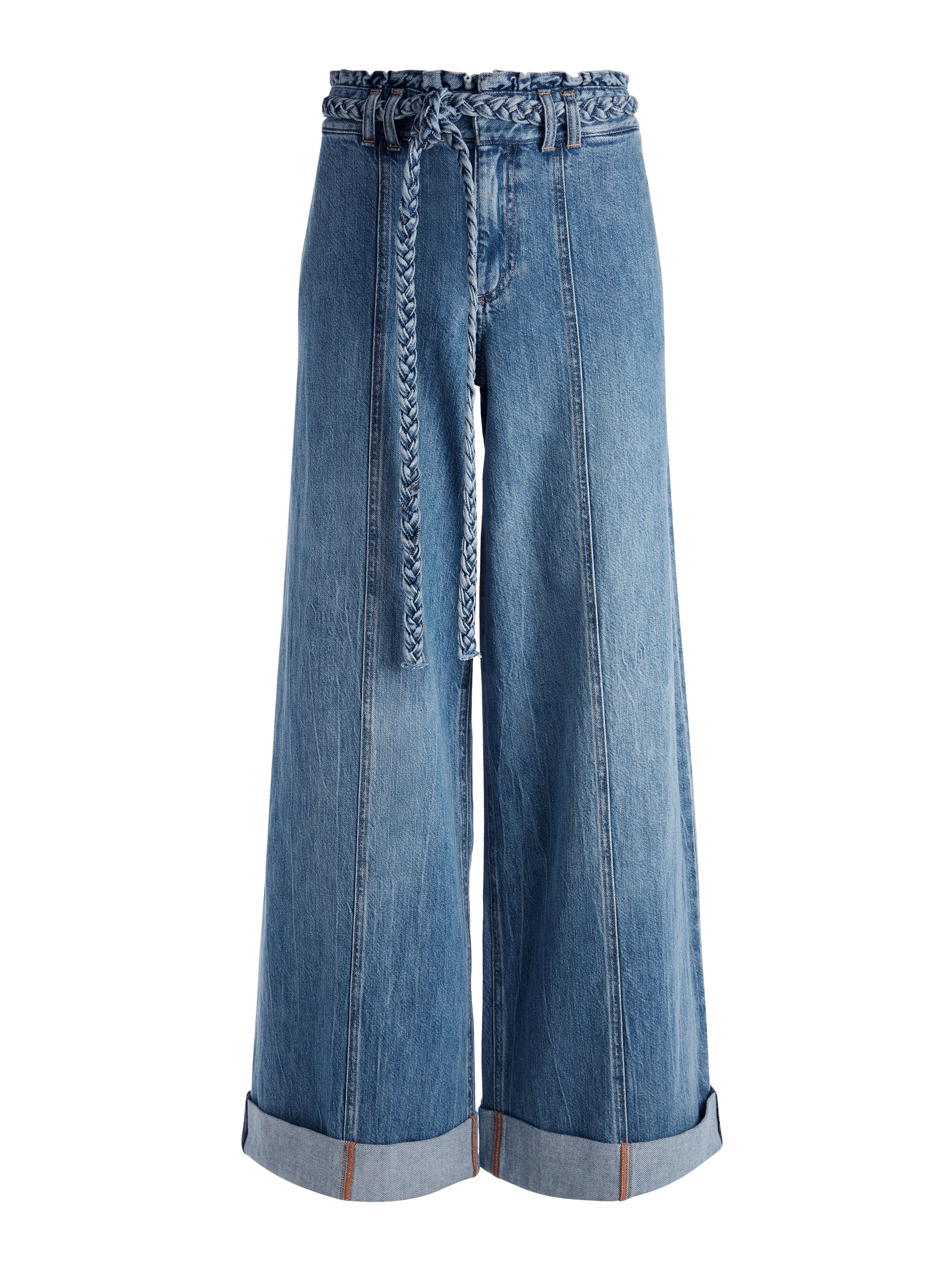 Harriet Wide Leg High Rise Paperbag Jean In Brooklyn Blue | Alice + Olivia