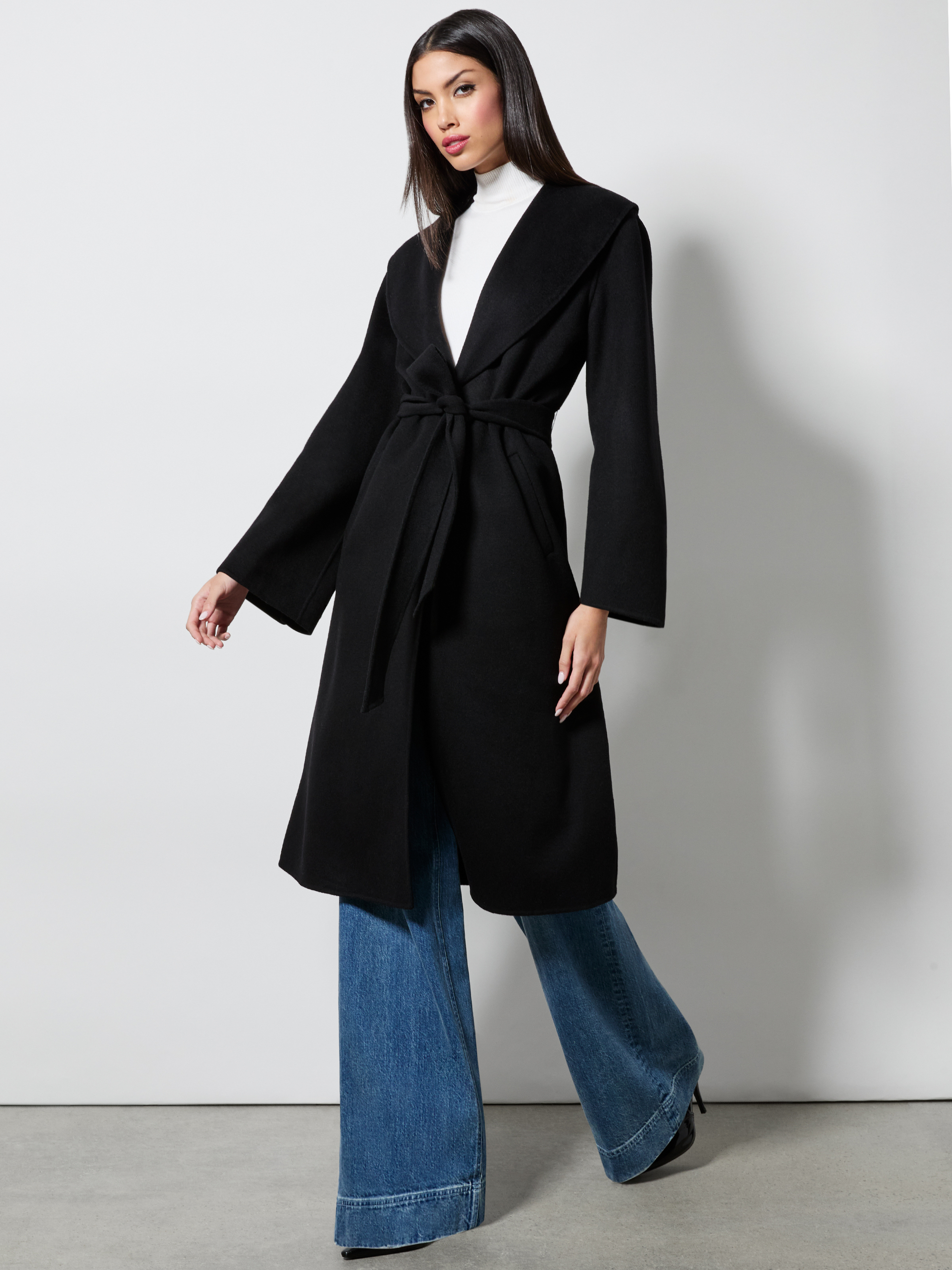 Marcelene Midi Coat In Black | Alice + Olivia