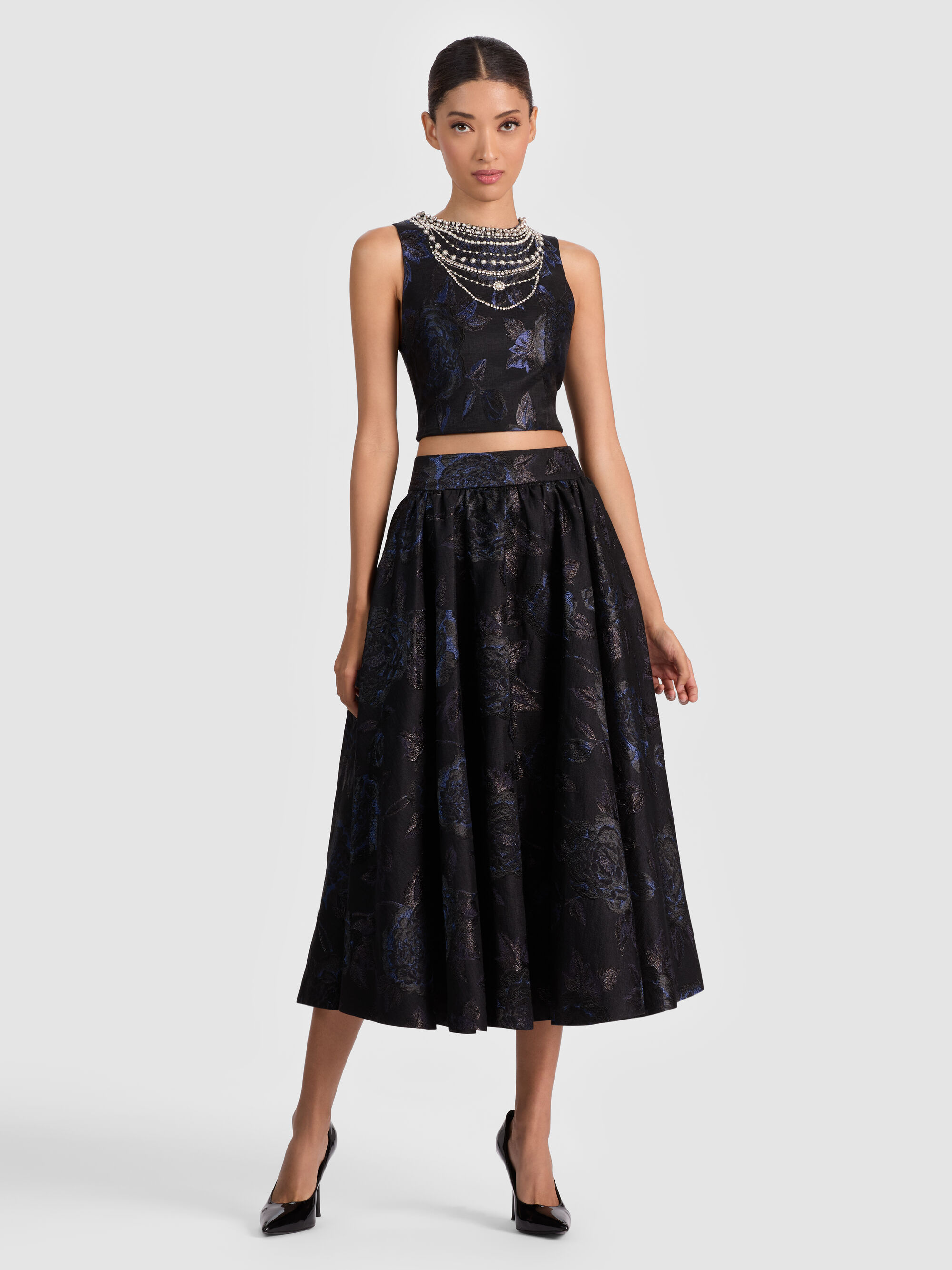 CHERRA EMBELLISHED CROP TOP in BLACK | ALICE + OLIVIA