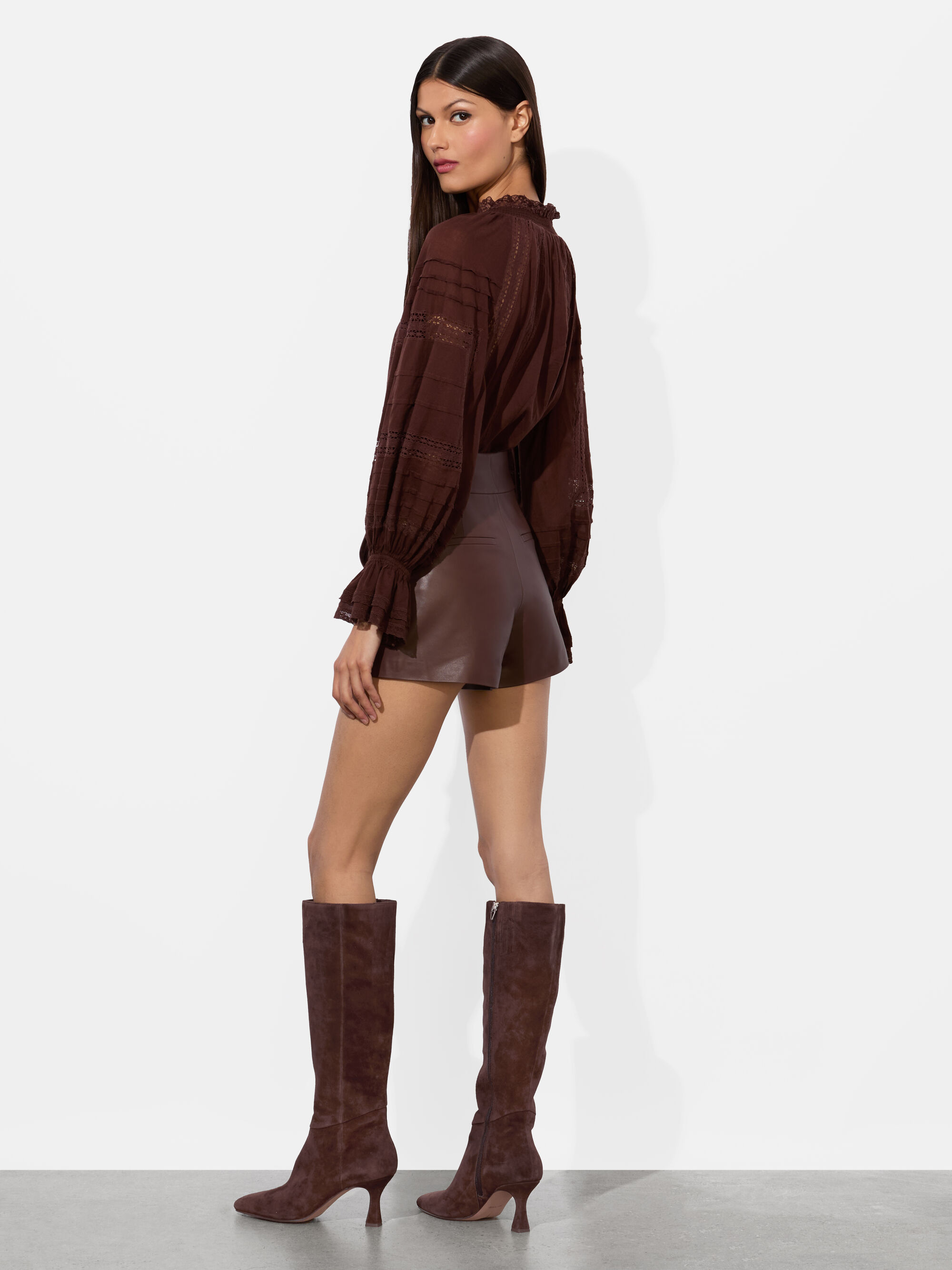 CADY LEATHER SHORT in MOCHA | ALICE + OLIVIA