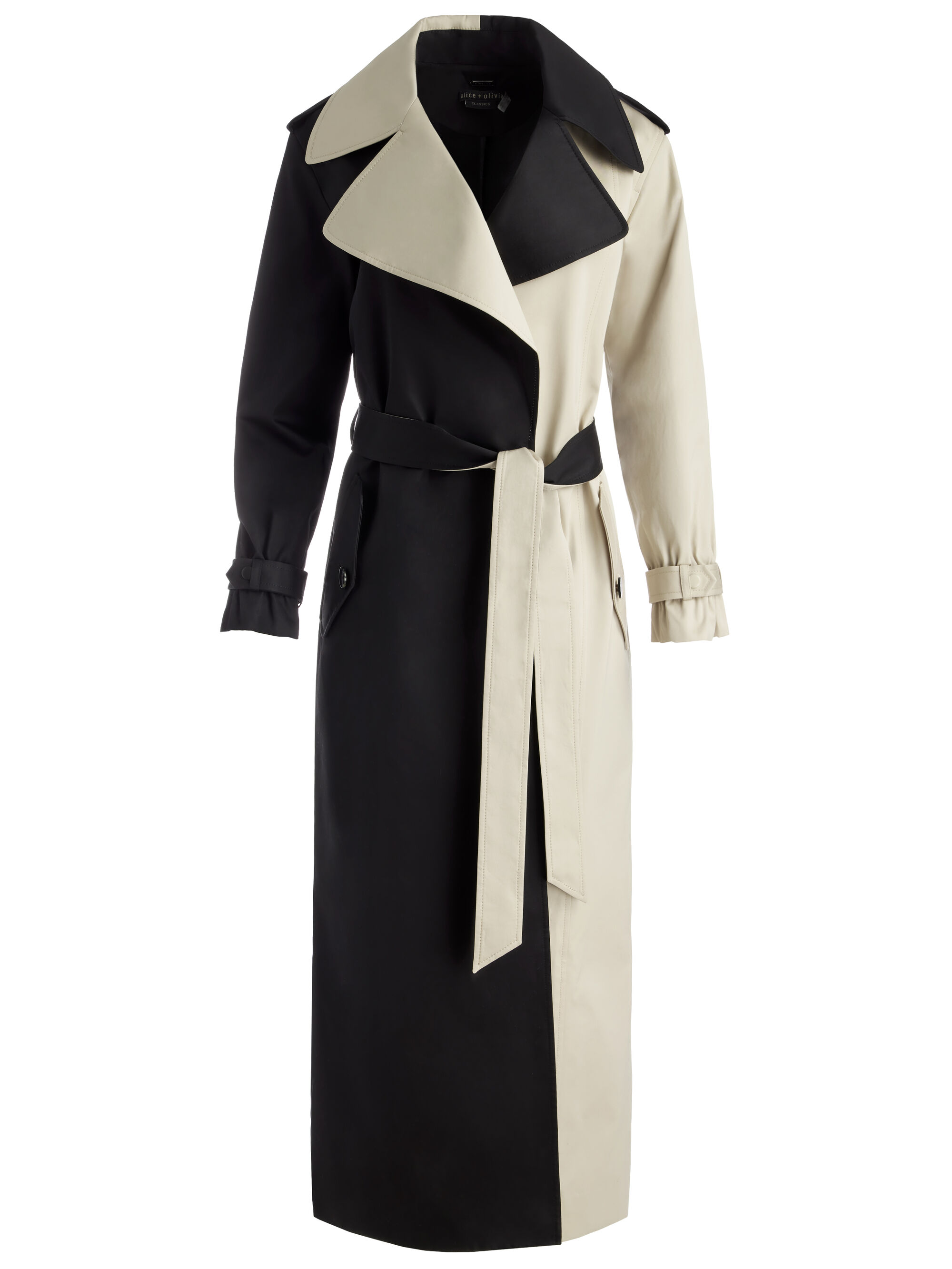 NEVADA TRENCH COAT in BLACK/LATTE | ALICE + OLIVIA