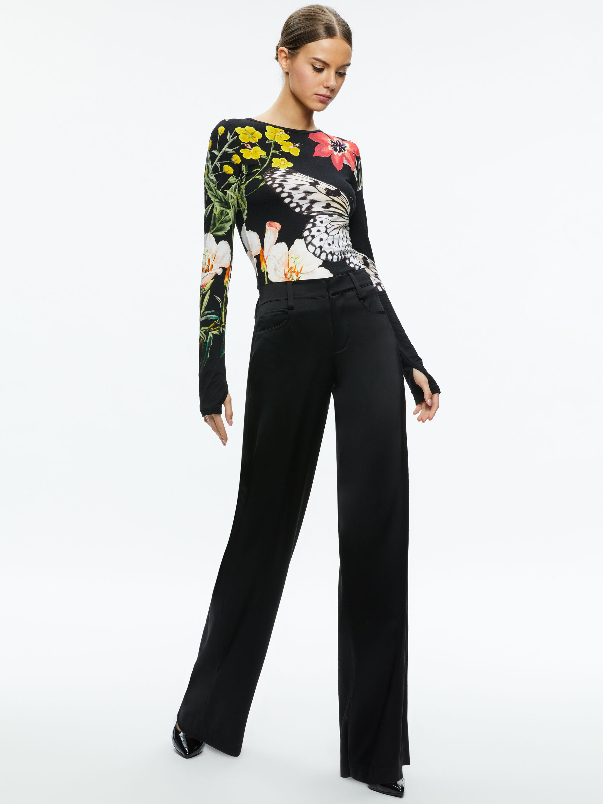 DELAINA LONG SLEEVE TOP in ESSENTIAL FLORAL | ALICE + OLIVIA