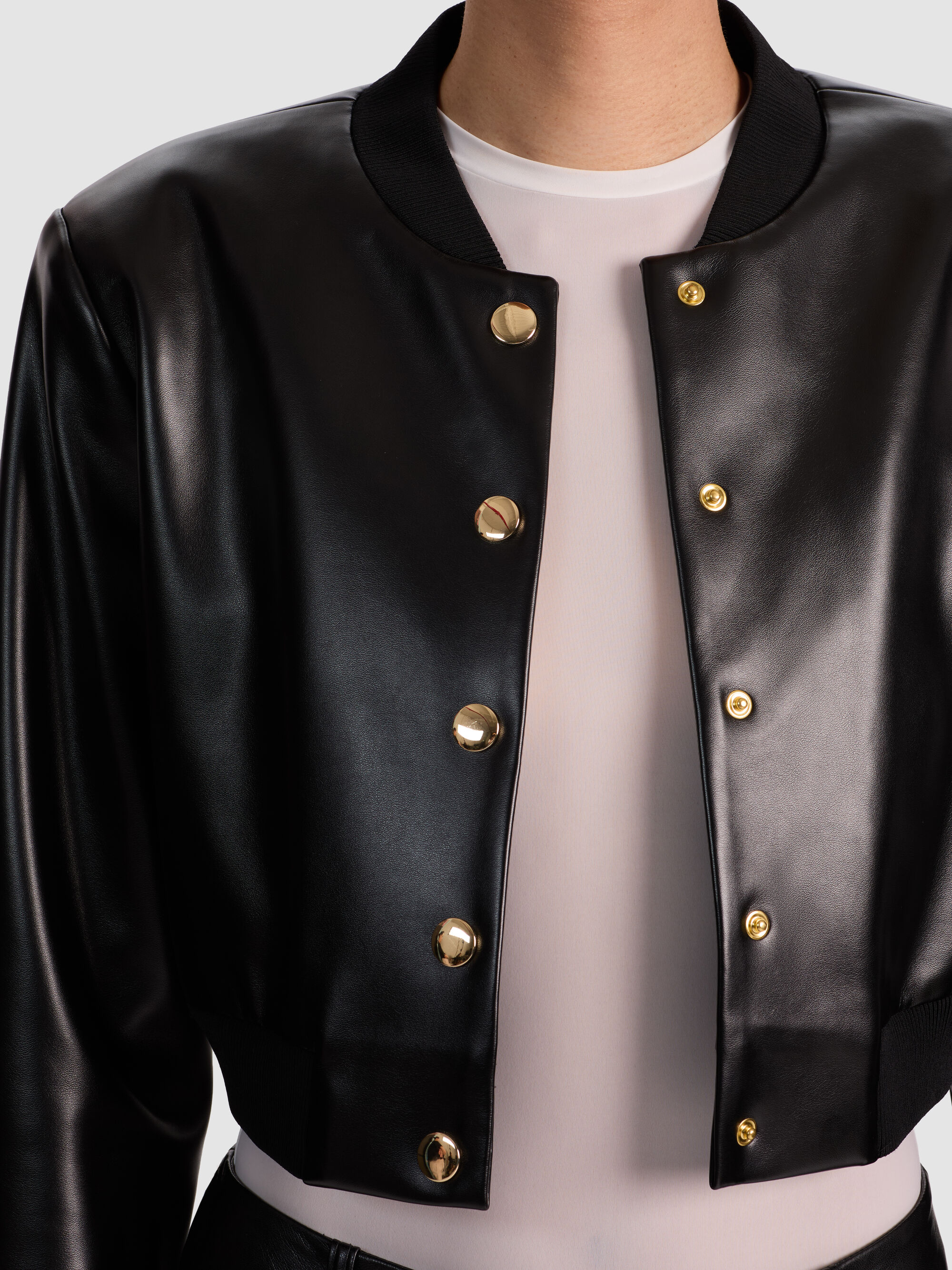 BARTON VEGAN BOMBER JACKET in BLACK | ALICE + OLIVIA