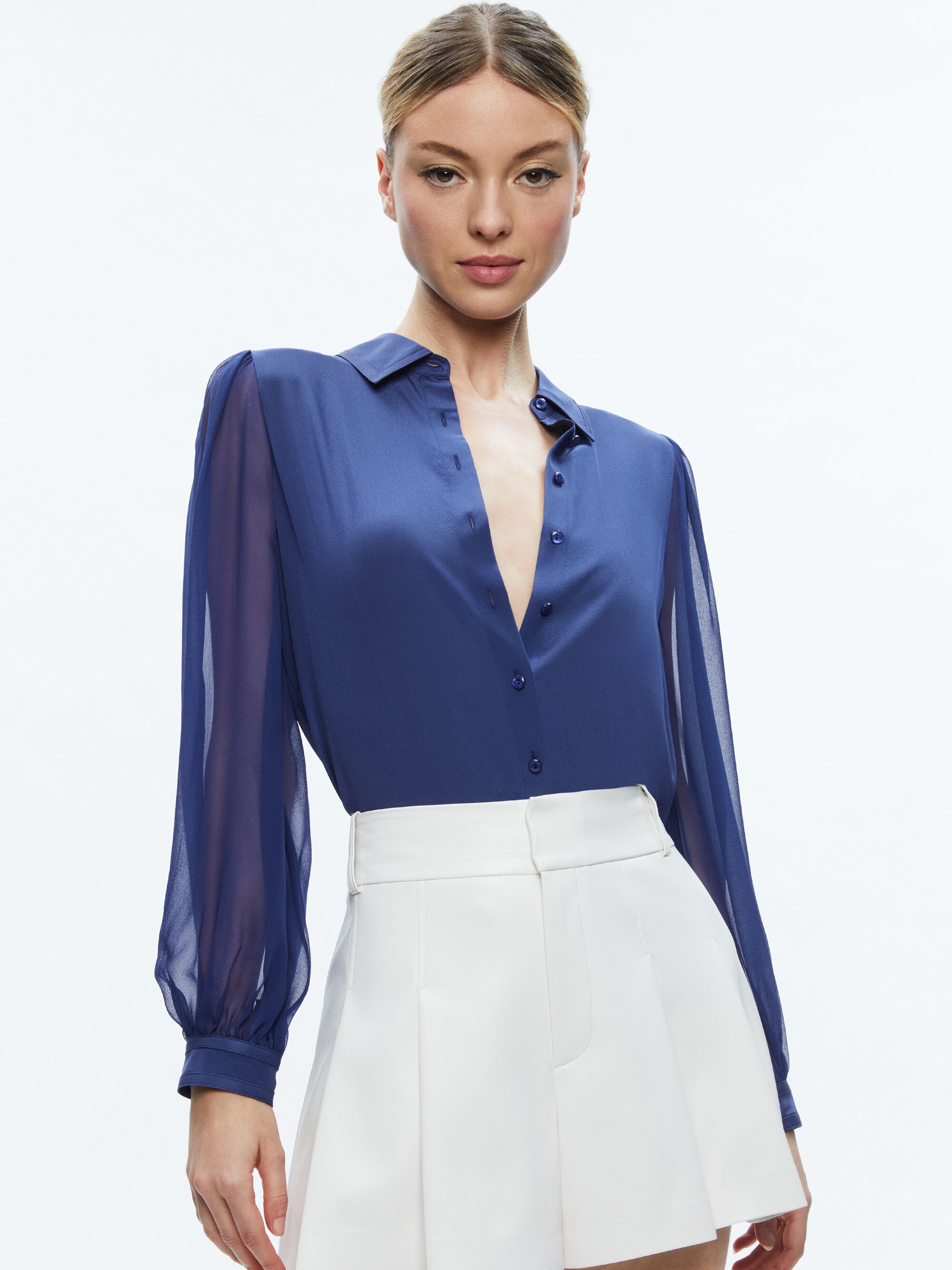 ROANNE BUTTON DOWN in INDIGO | ALICE + OLIVIA