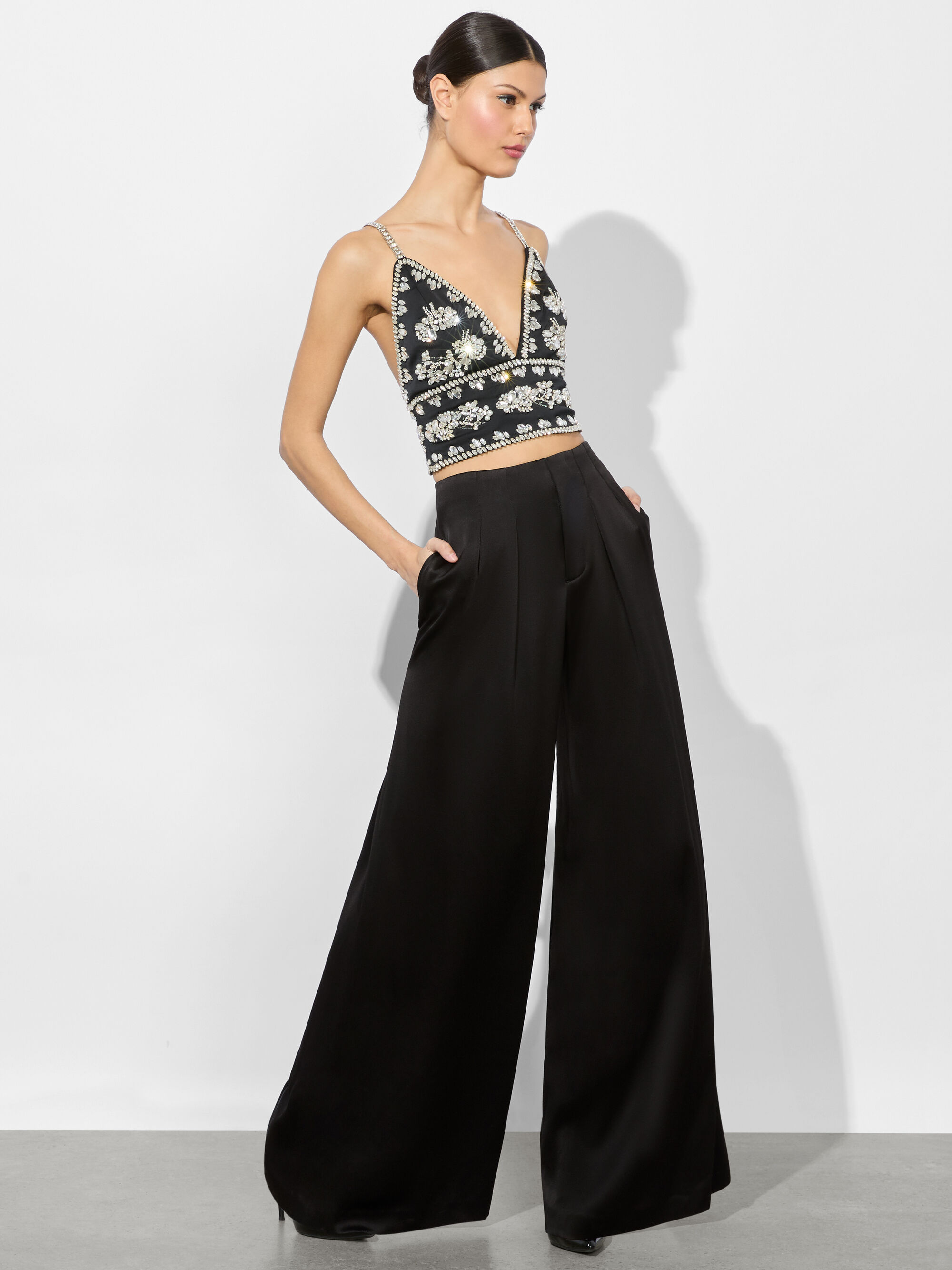 CARLI EMBELLISHED BRA TOP in BLACK | ALICE + OLIVIA